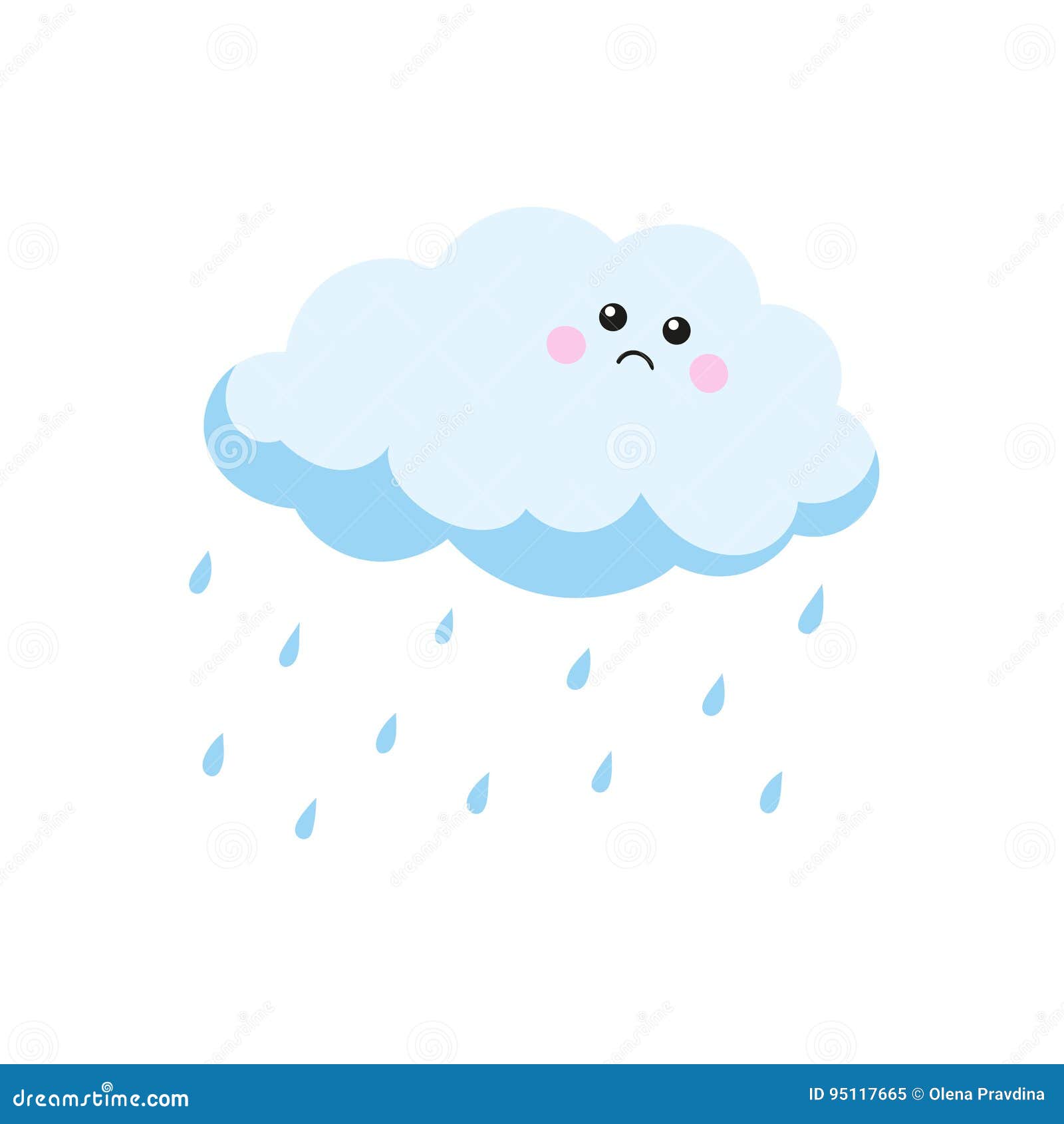 Sad Cloud Crying Raindrops. Vector Illustration. Stock Vector ...