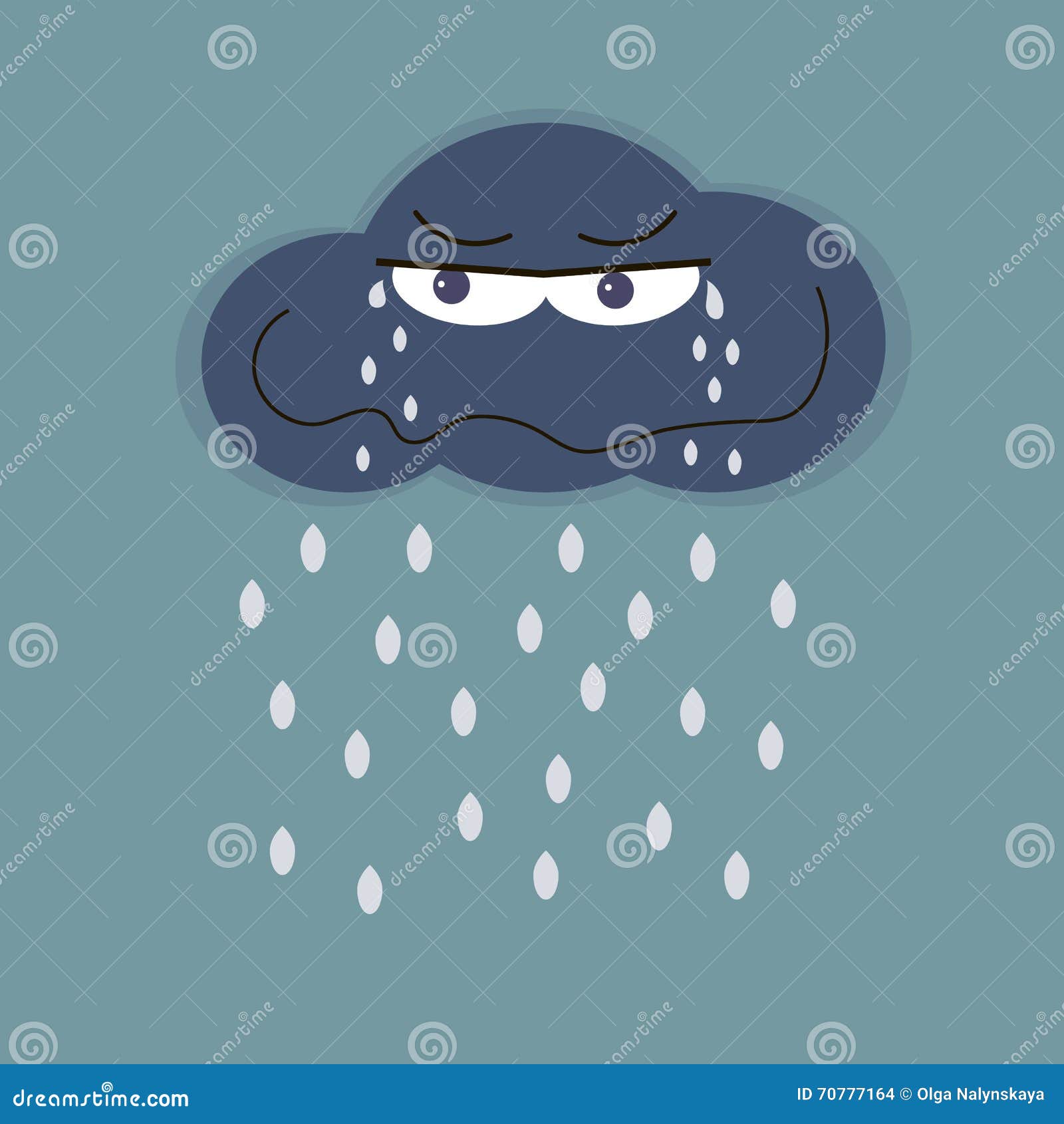 Sad Cloud and Rain stock vector. Illustration of element - 70777164