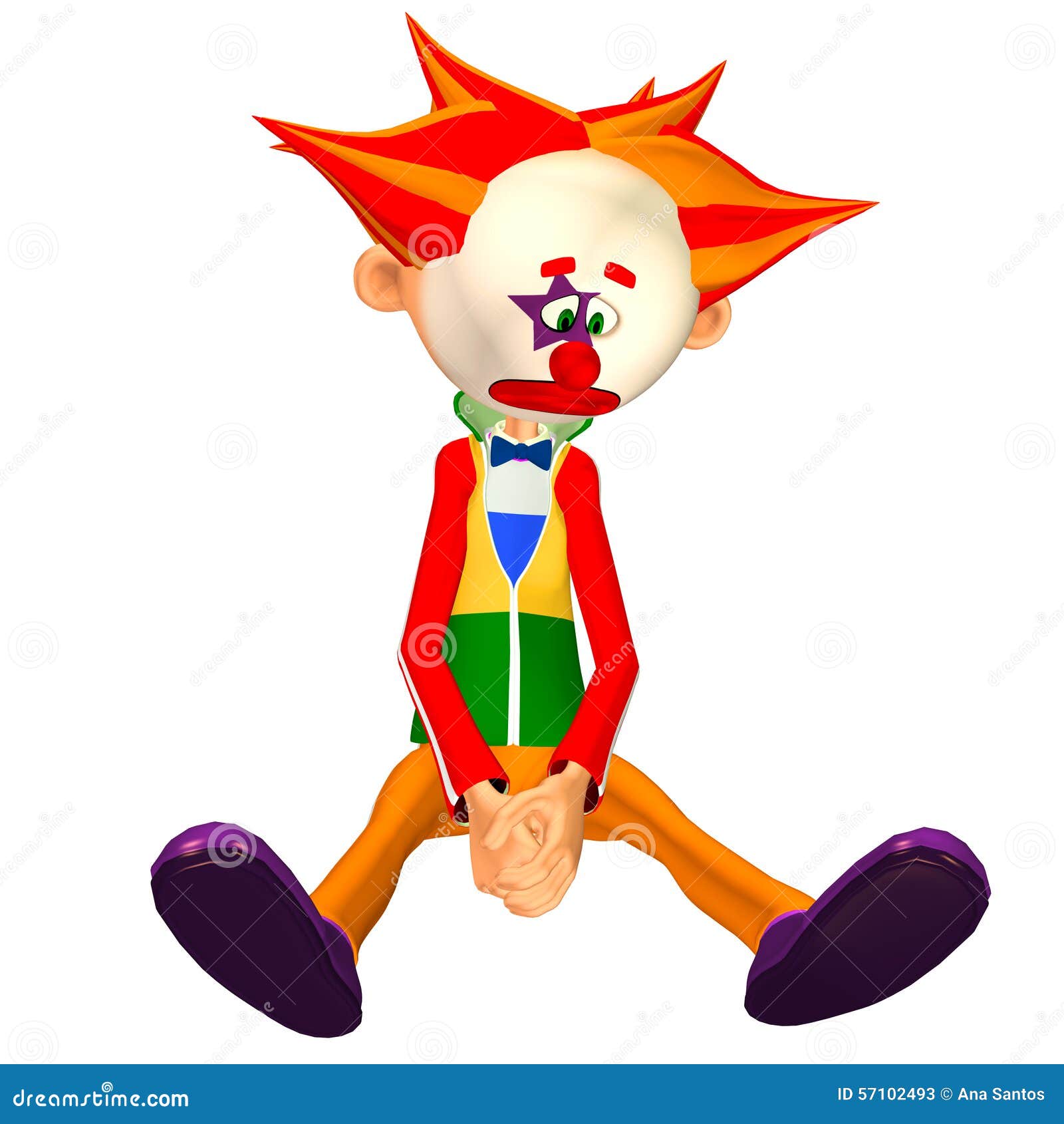 Sad Depressed Clown With Blue Hair Vector Illustration | CartoonDealer ...