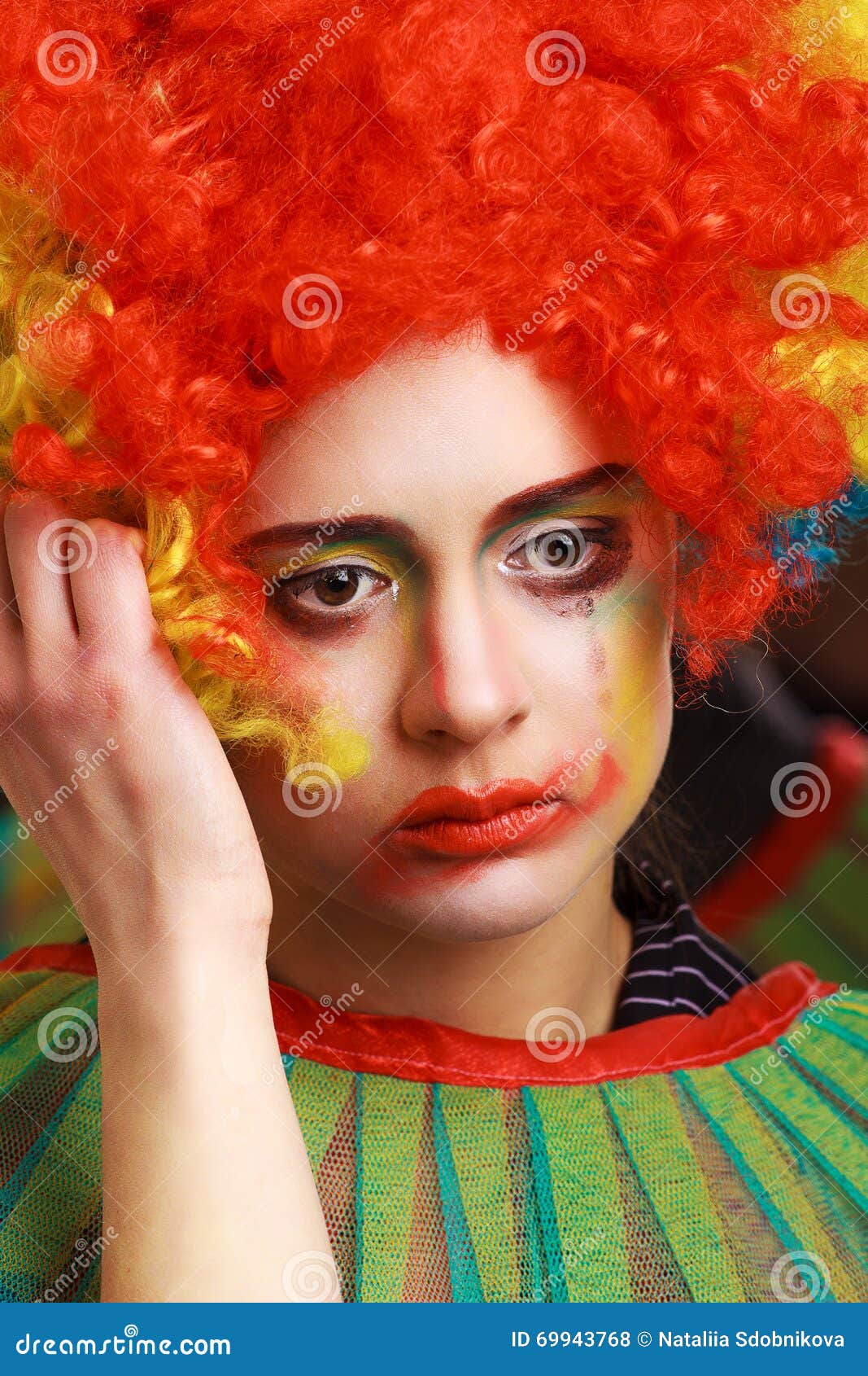 Sad clown stock photo. Image of girl, eyes, modern, cute - 69943768