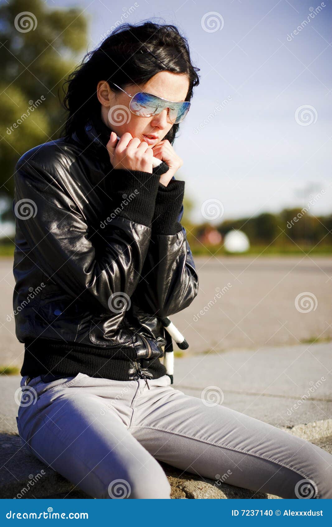 Sad cold girl stock photo. Image of beautiful, women, jacket - 7237140