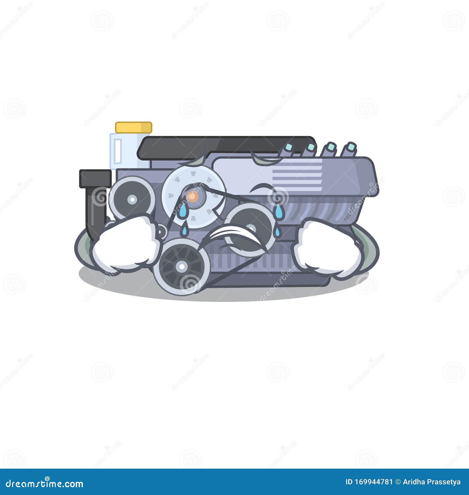 Sad of Combustion Engine Cartoon Mascot Style Stock Vector ...