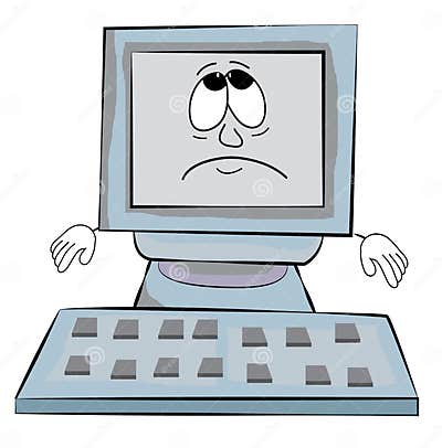 Sad Computer cartoon stock illustration. Illustration of character ...