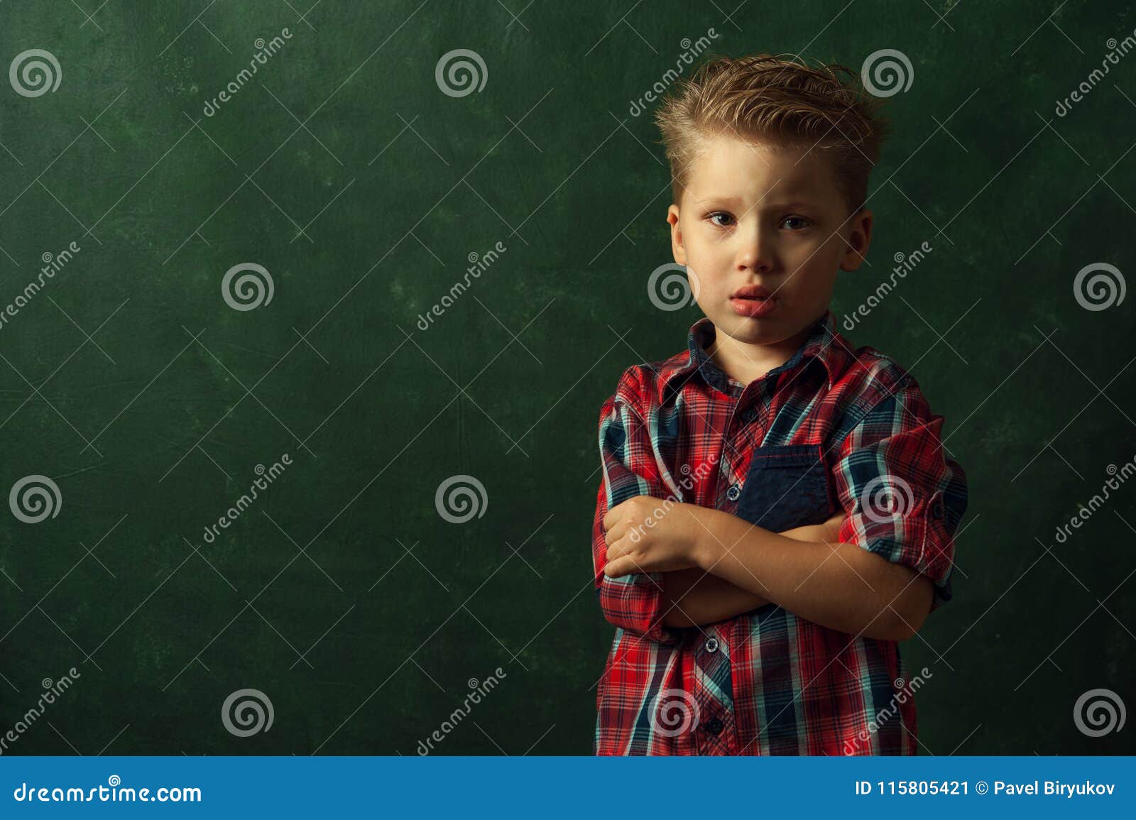 Sad Confused Little Boy Stands in Dark Corner Stock Image - Image of ...