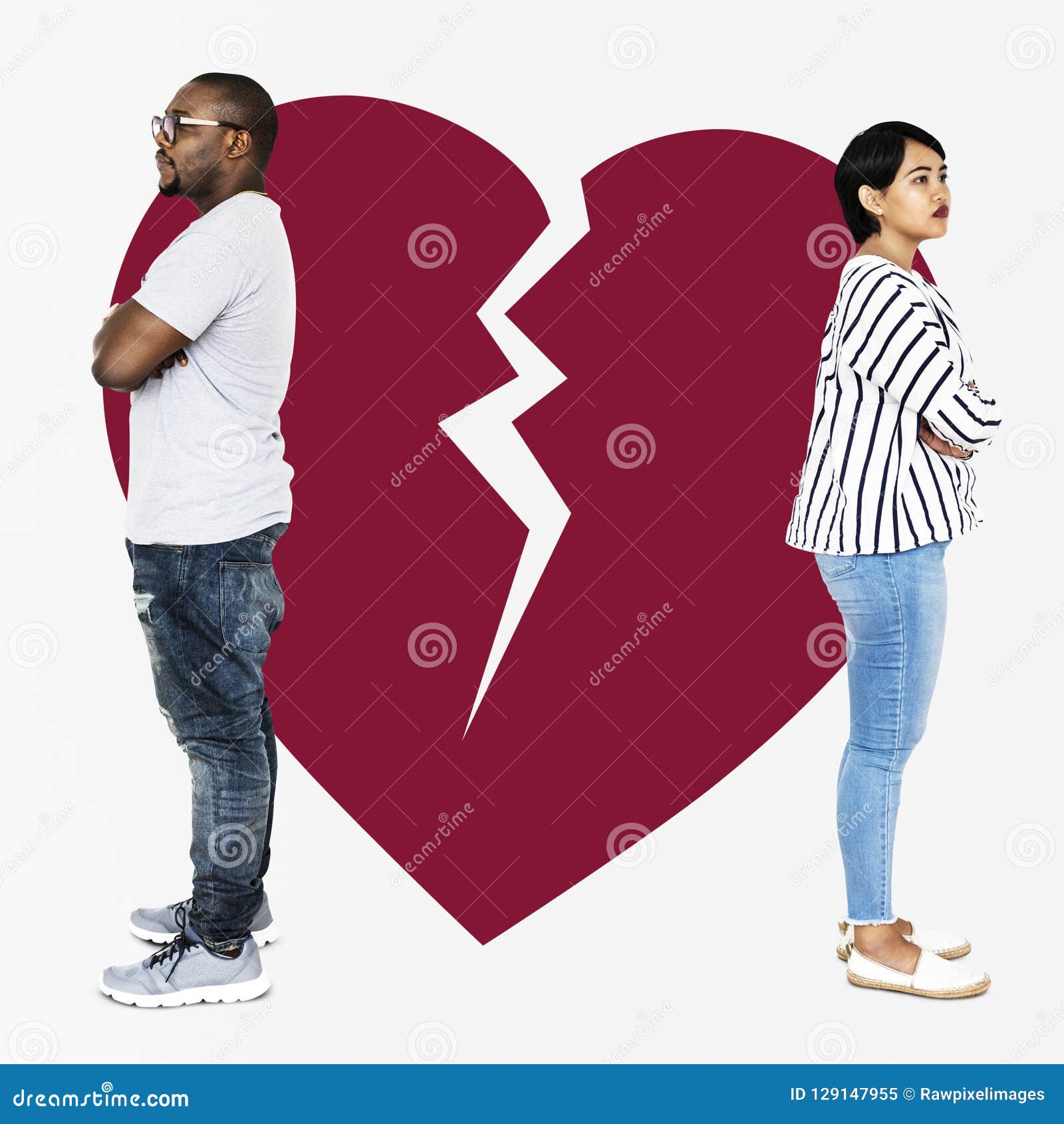 Sad Couple with Broken Hearts Stock Image - Image of emotion, divorce ...