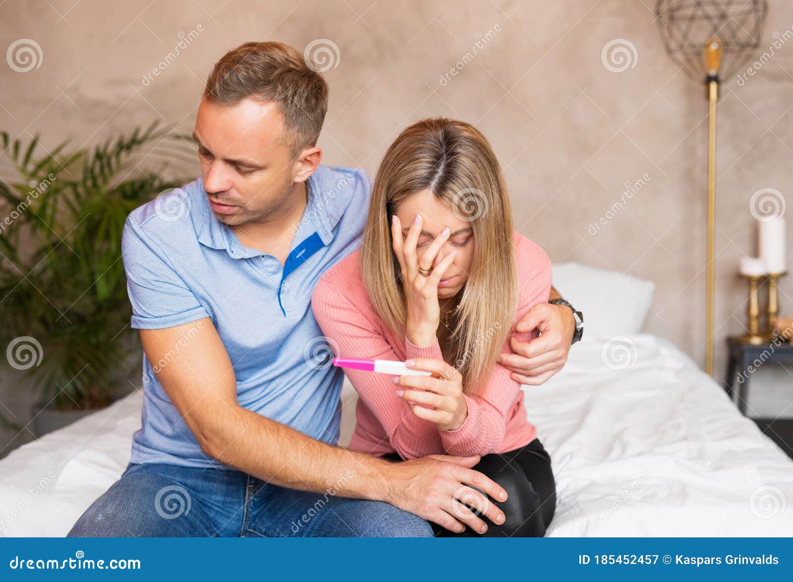 Couple Looking at Failed Pregnancy Test Stock Image - Image of child ...