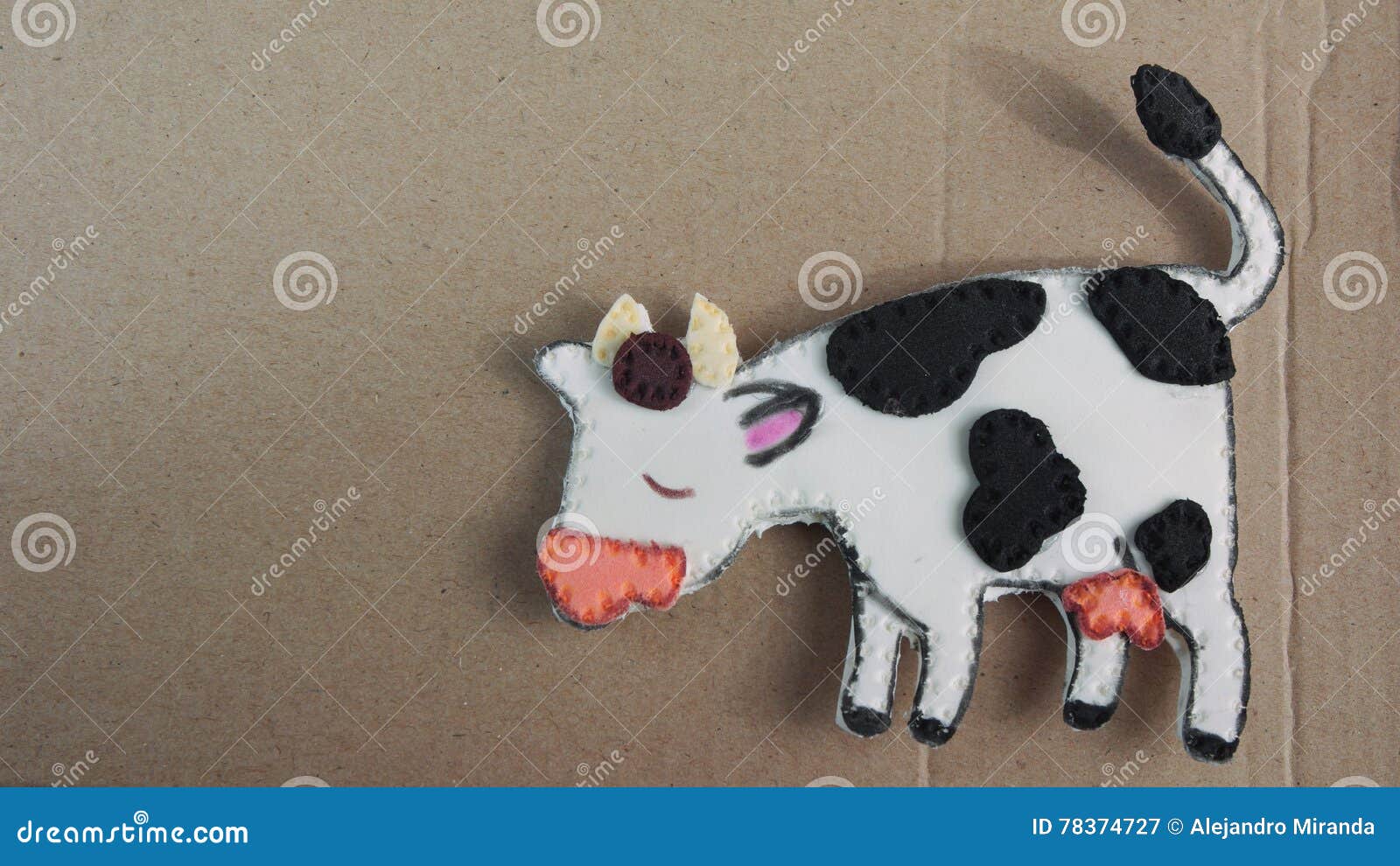 Sad Cow Made of Foamy on Cardboard Stock Illustration - Illustration of ...