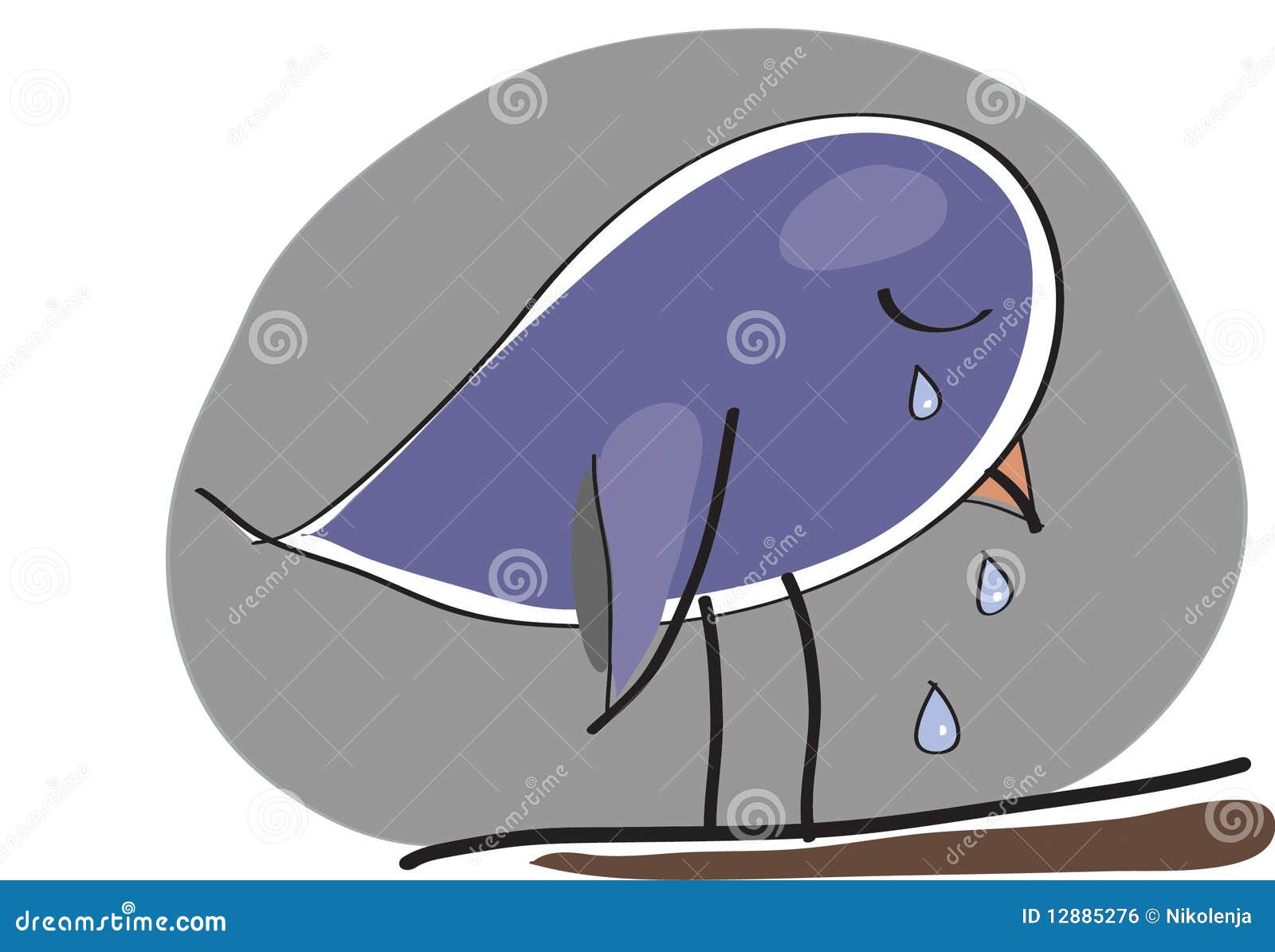 Sad crying bird stock vector. Illustration of little - 12885276