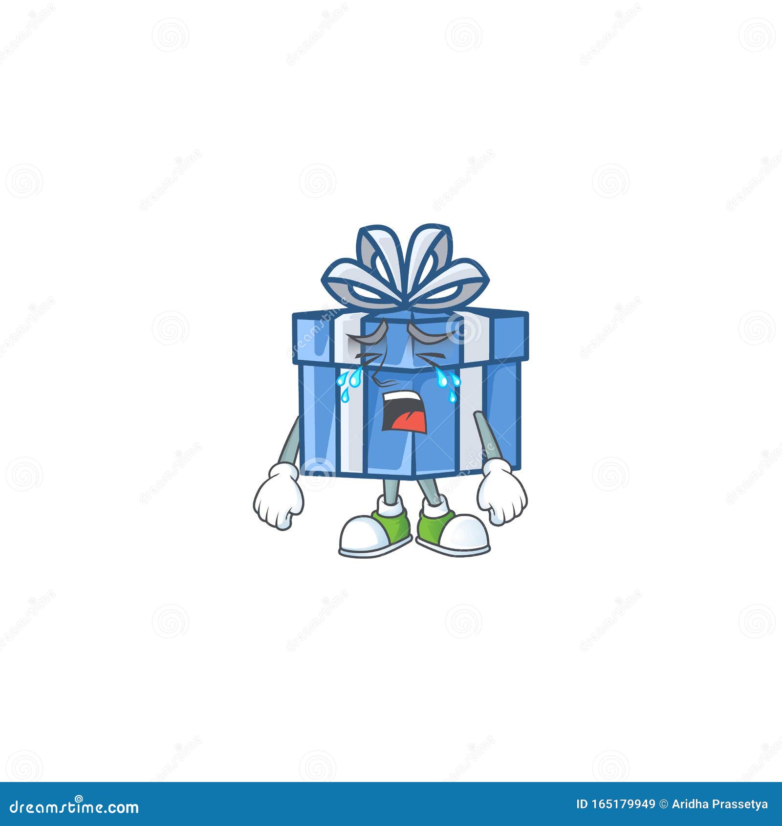 Sad Crying Blue Gift Box Cartoon Character Design Style Stock Vector ...