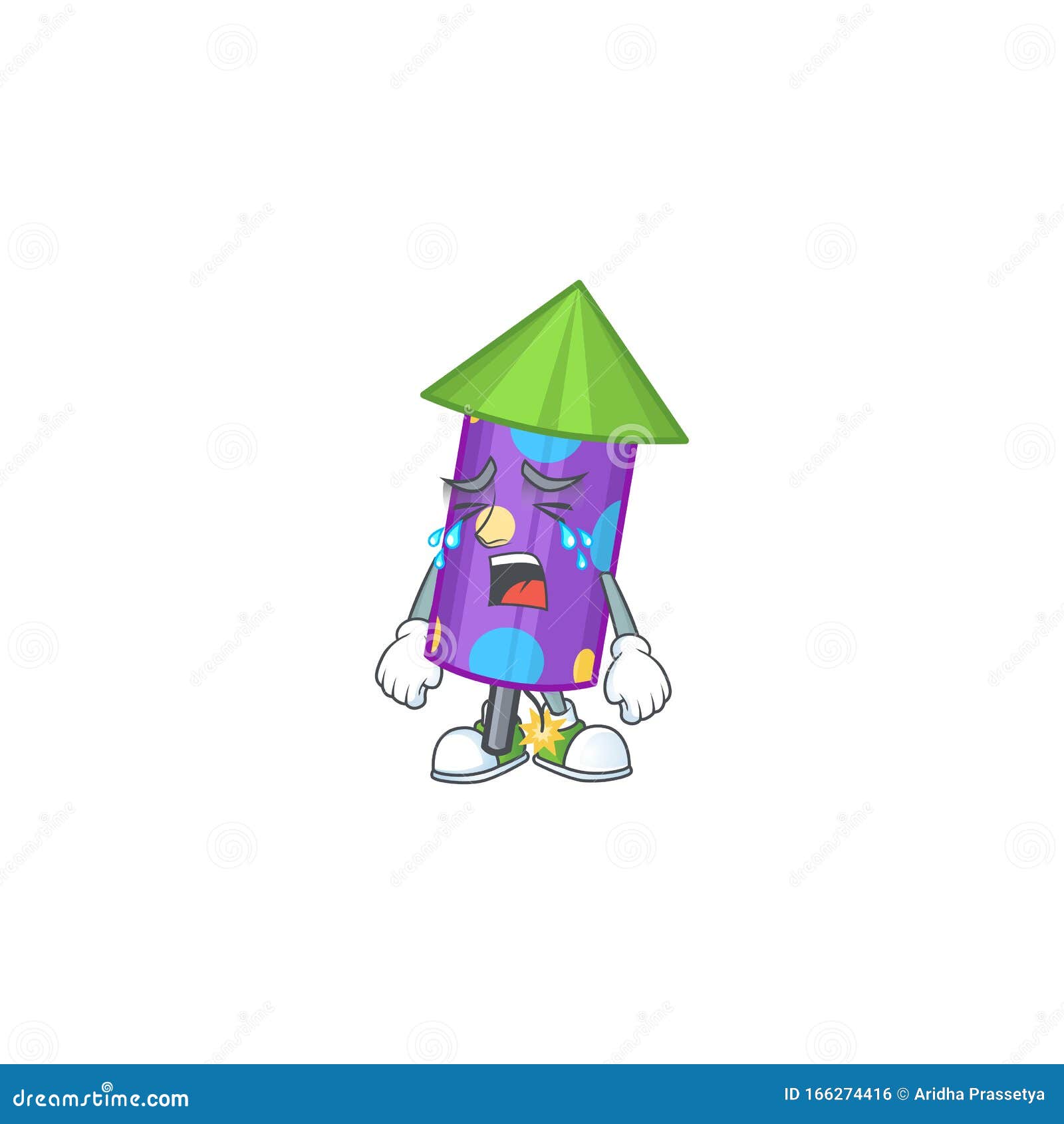 Sad Crying Dot Fireworks Rocket Cartoon Character Design Style Stock ...