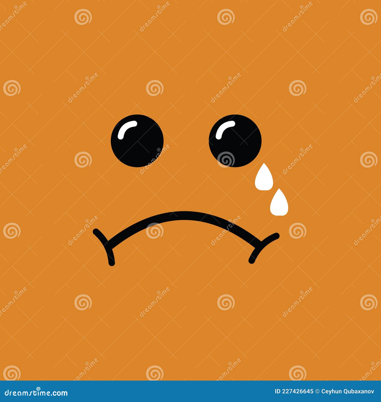Sad Crying Emoticon Vector Icon On Yellow Background | CartoonDealer ...