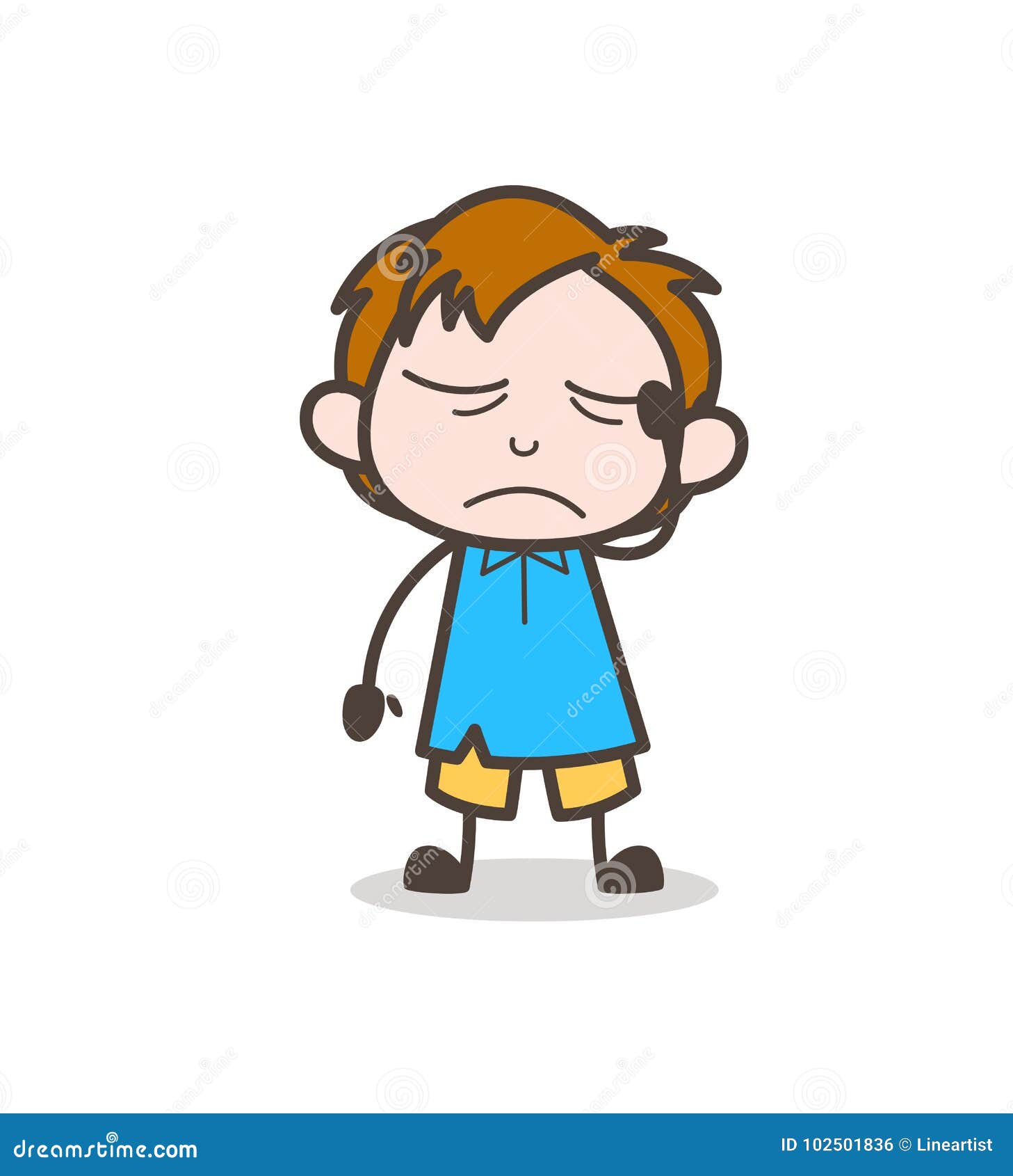 Sad and Crying Face - Cute Cartoon Kid Vector Stock Illustration ...