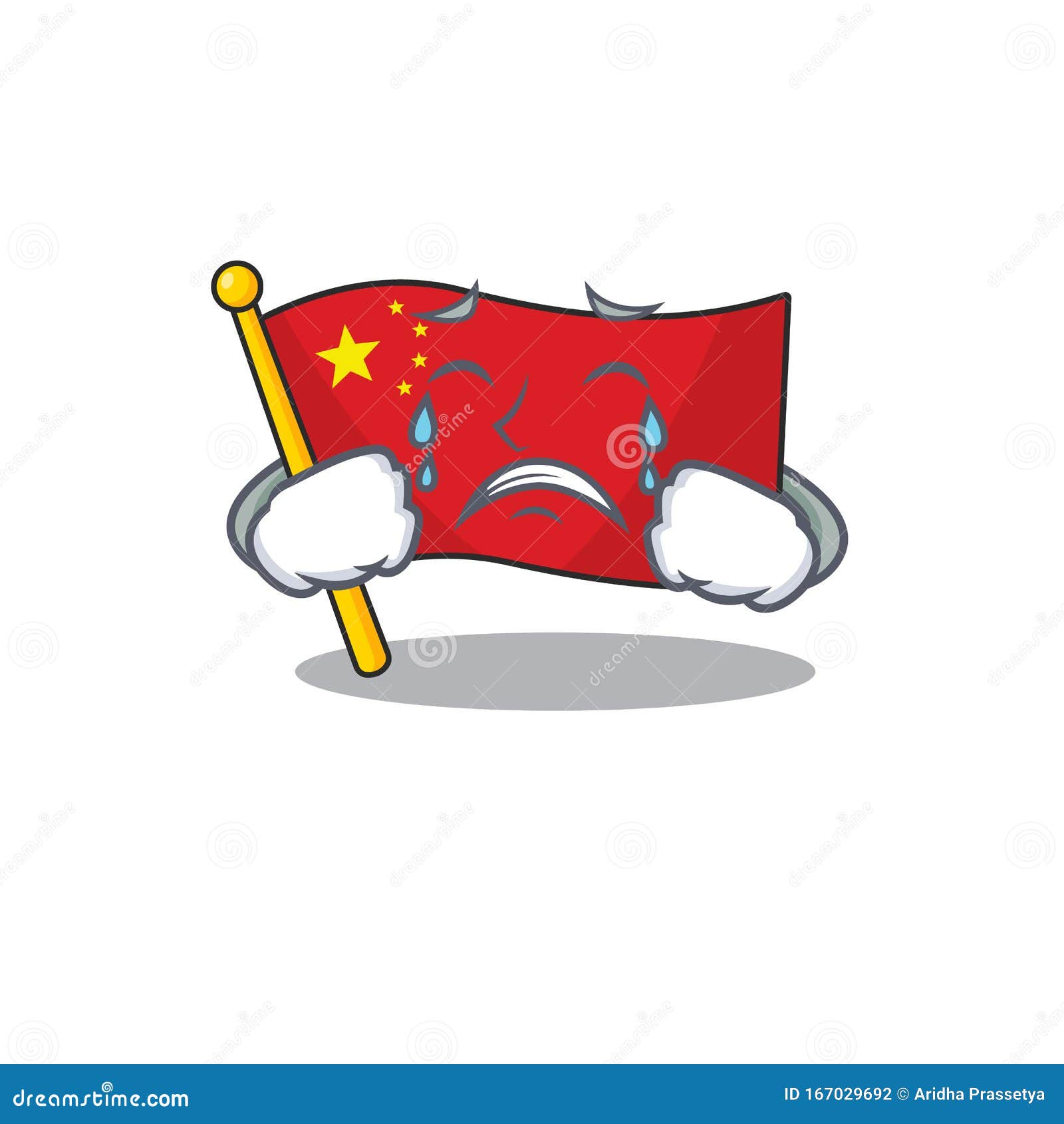 Sad Crying Flag China Scroll Cartoon Character Design Stock Vector ...