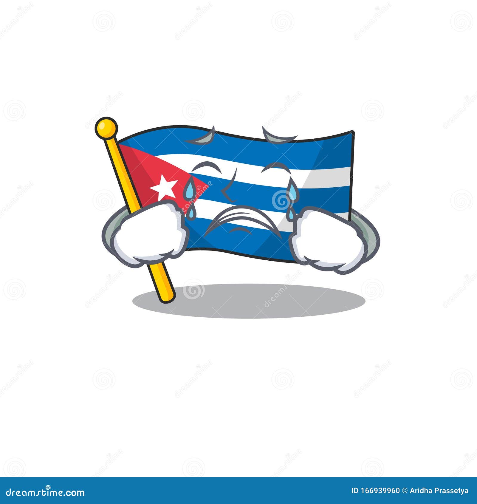 Sad Crying Flag Cuba Scroll Cartoon Character Design Stock Vector ...