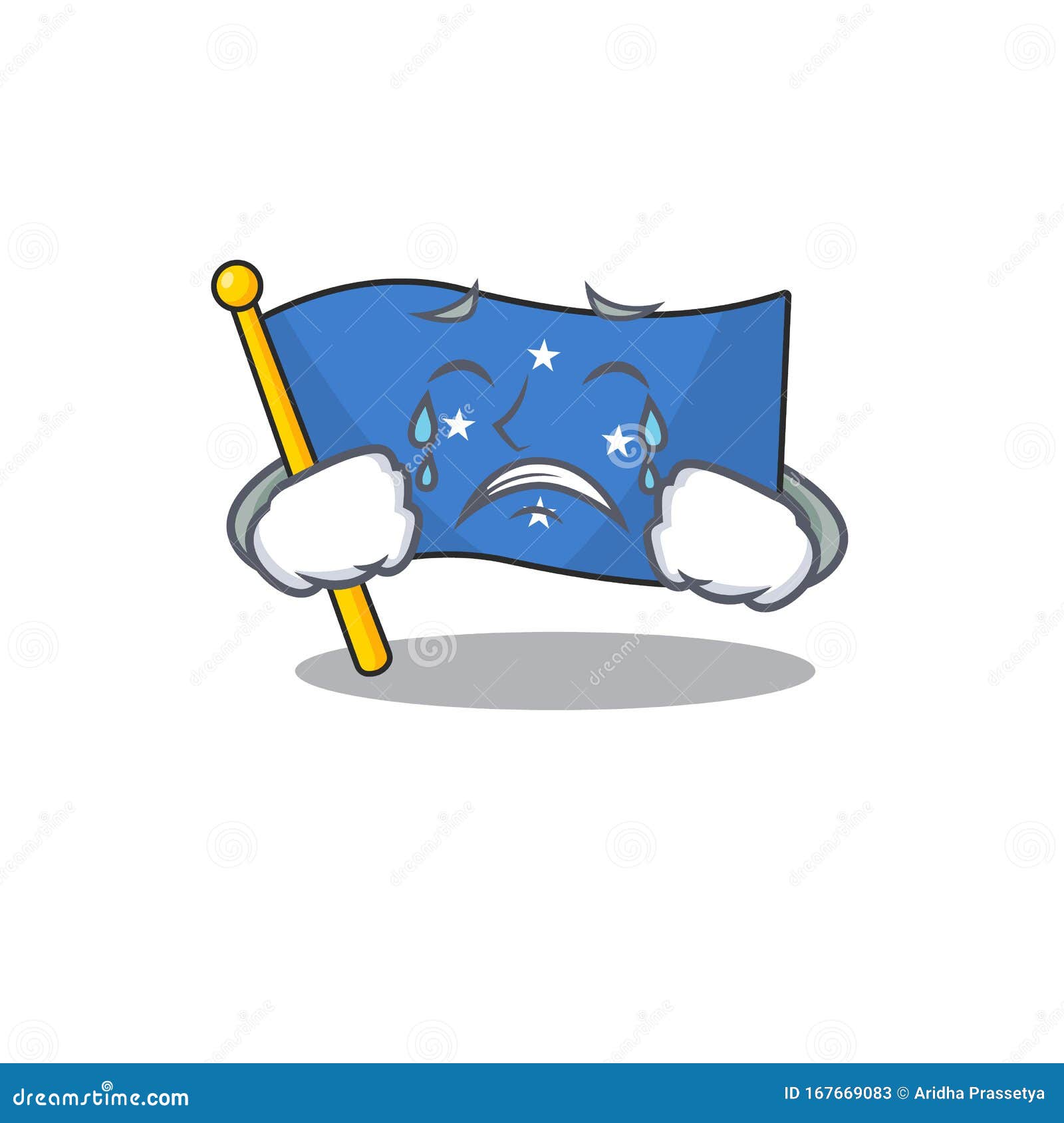Sad Crying Flag Micronesia Scroll Cartoon Character Design Stock Vector ...