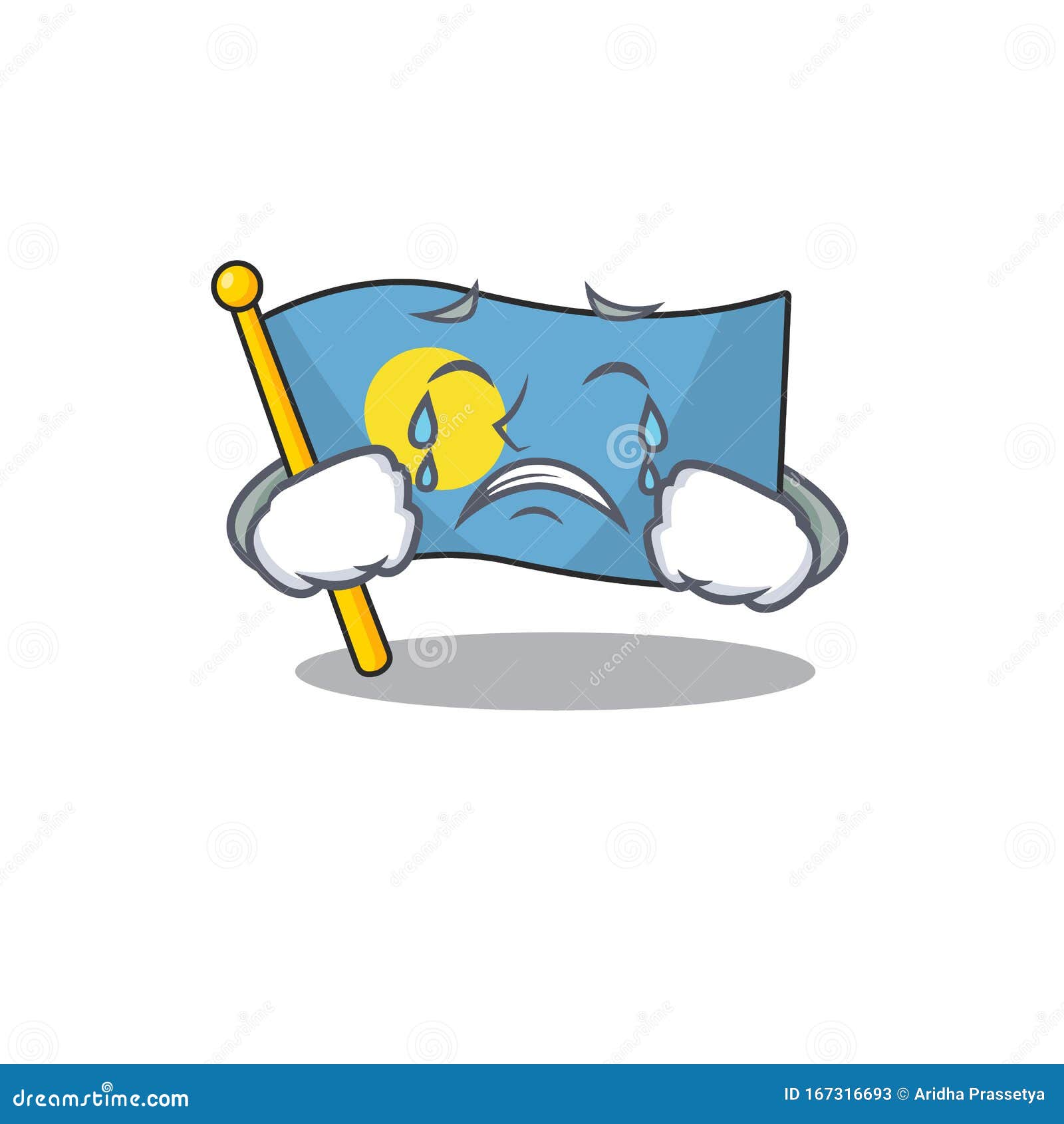 Sad Crying Flag Palau Scroll Cartoon Character Design Stock Vector ...