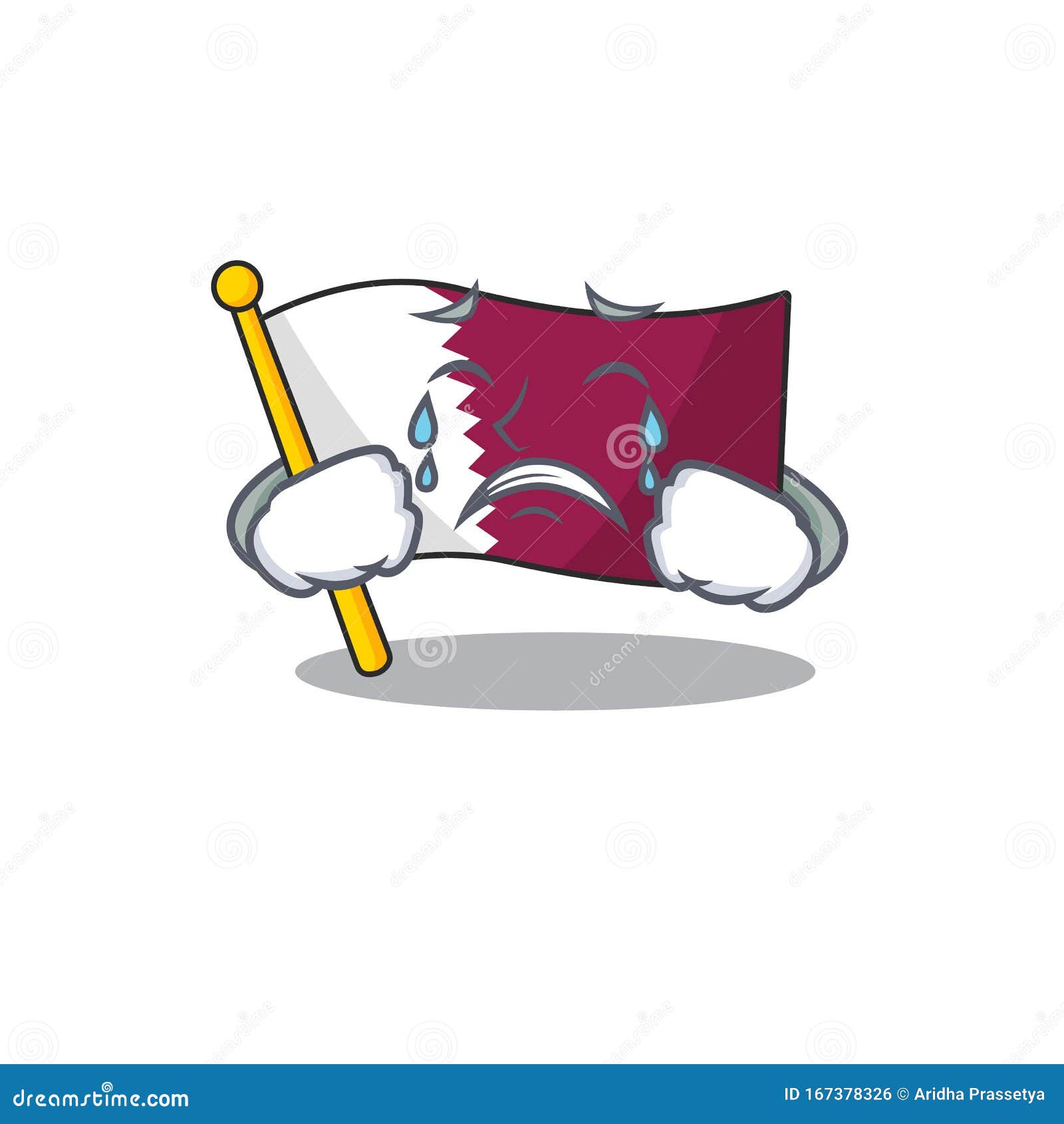 Sad Crying Flag Qatar Scroll Cartoon Character Design Stock Vector ...
