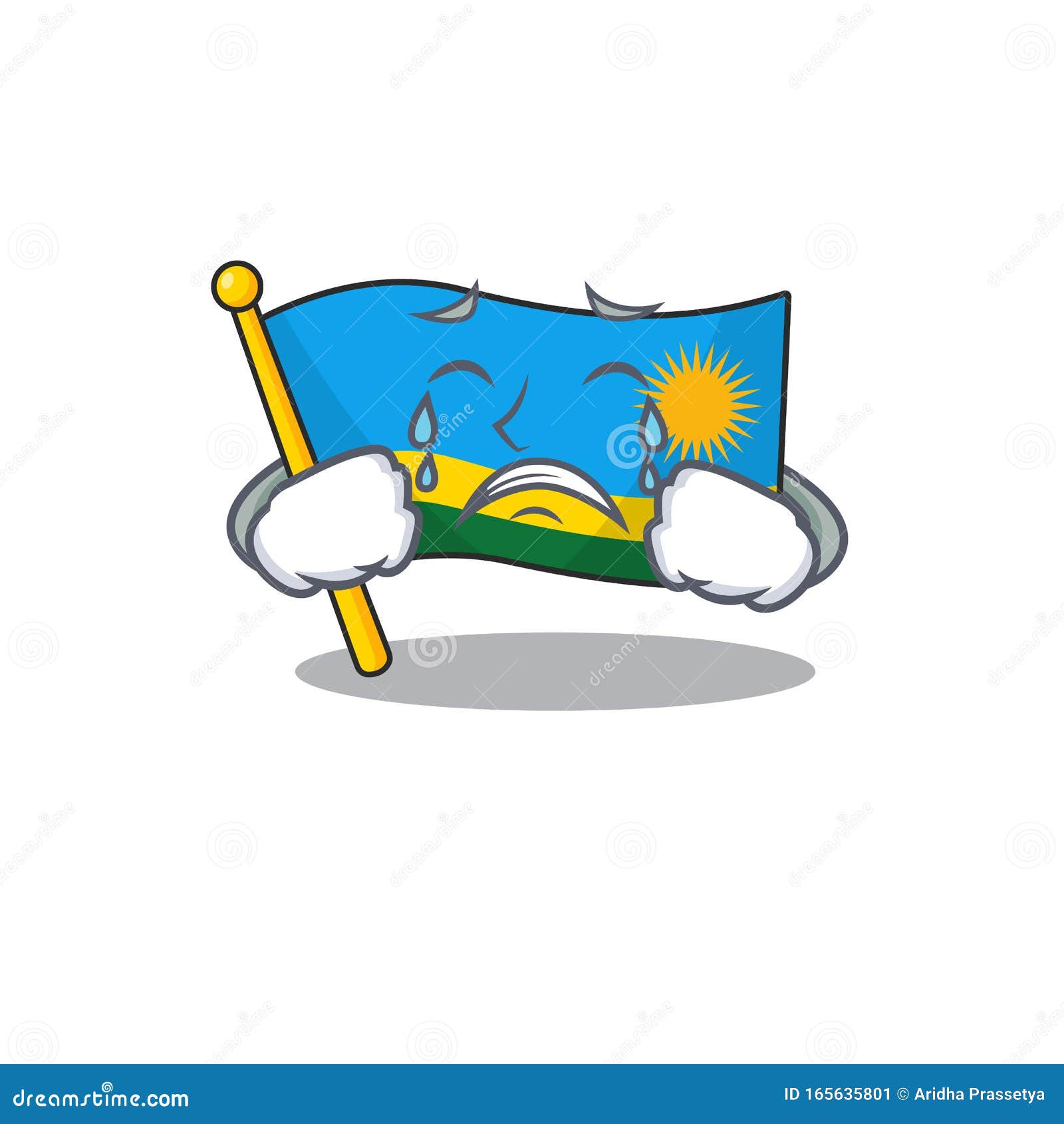 Sad Crying Flag Rwanda Mascot Cartoon Style Stock Vector - Illustration ...