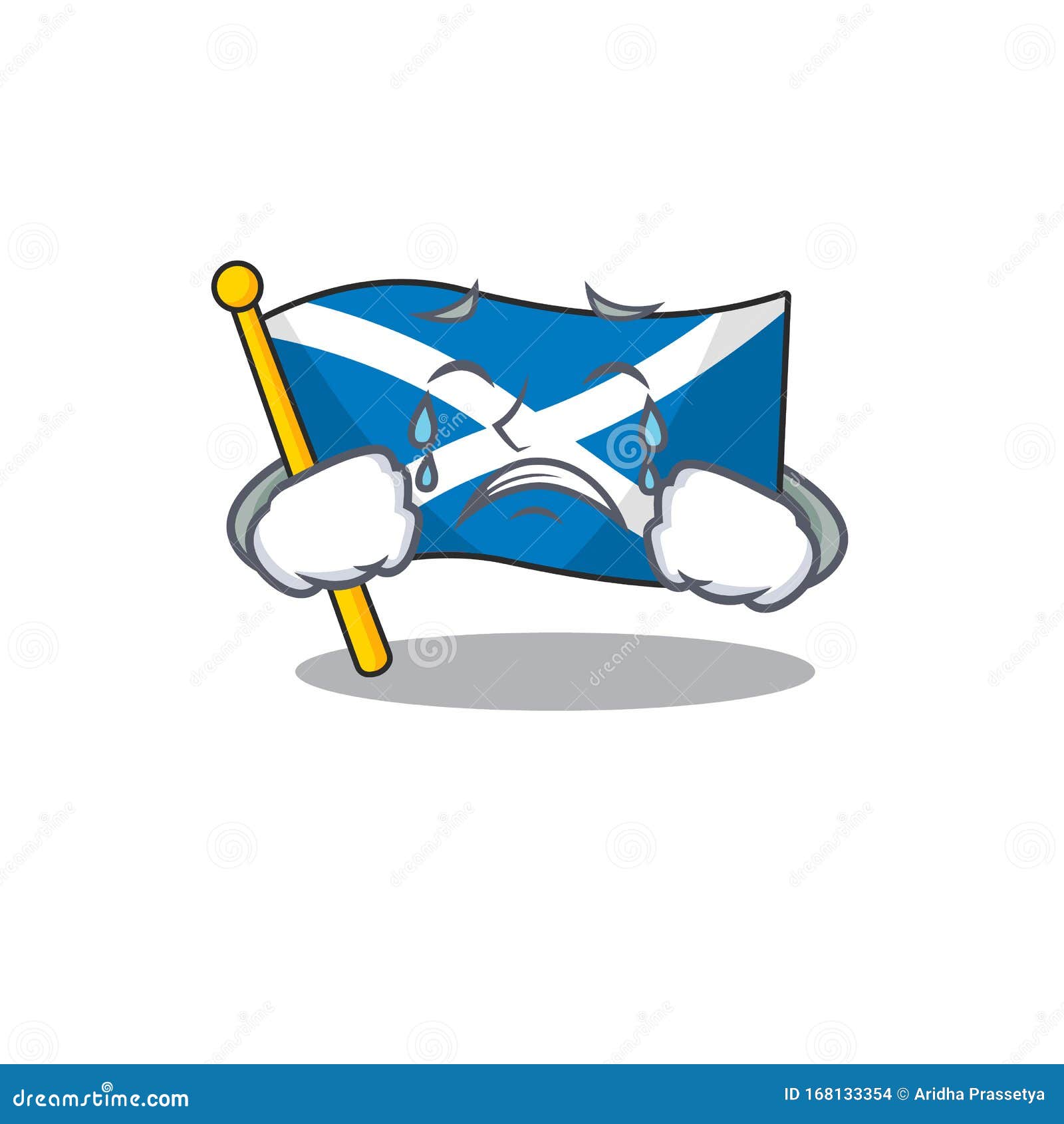 Sad Crying Flag Scotland Scroll Cartoon Character Design Vector ...