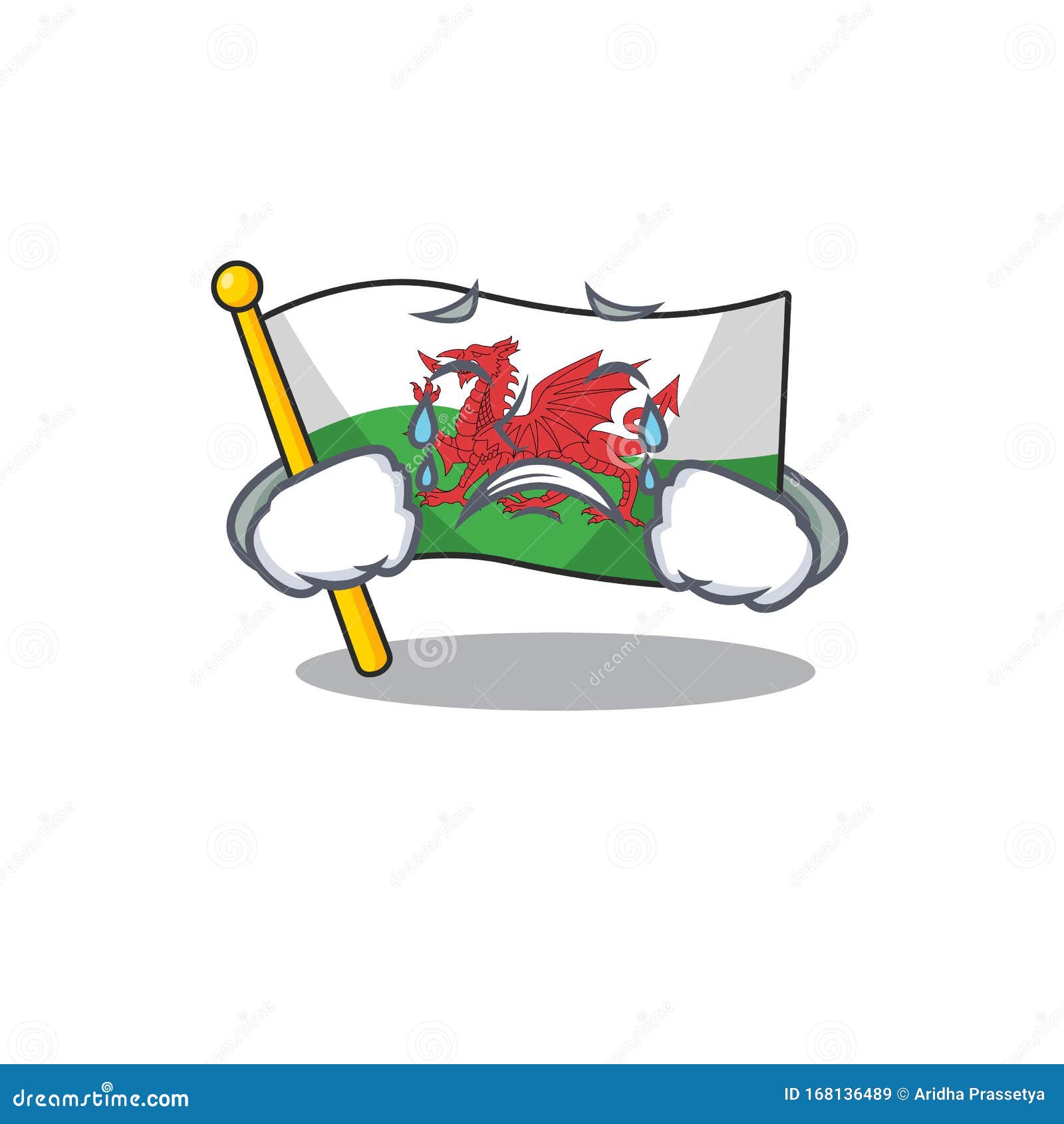Sad Crying Flag Wales Scroll Cartoon Character Design | CartoonDealer ...