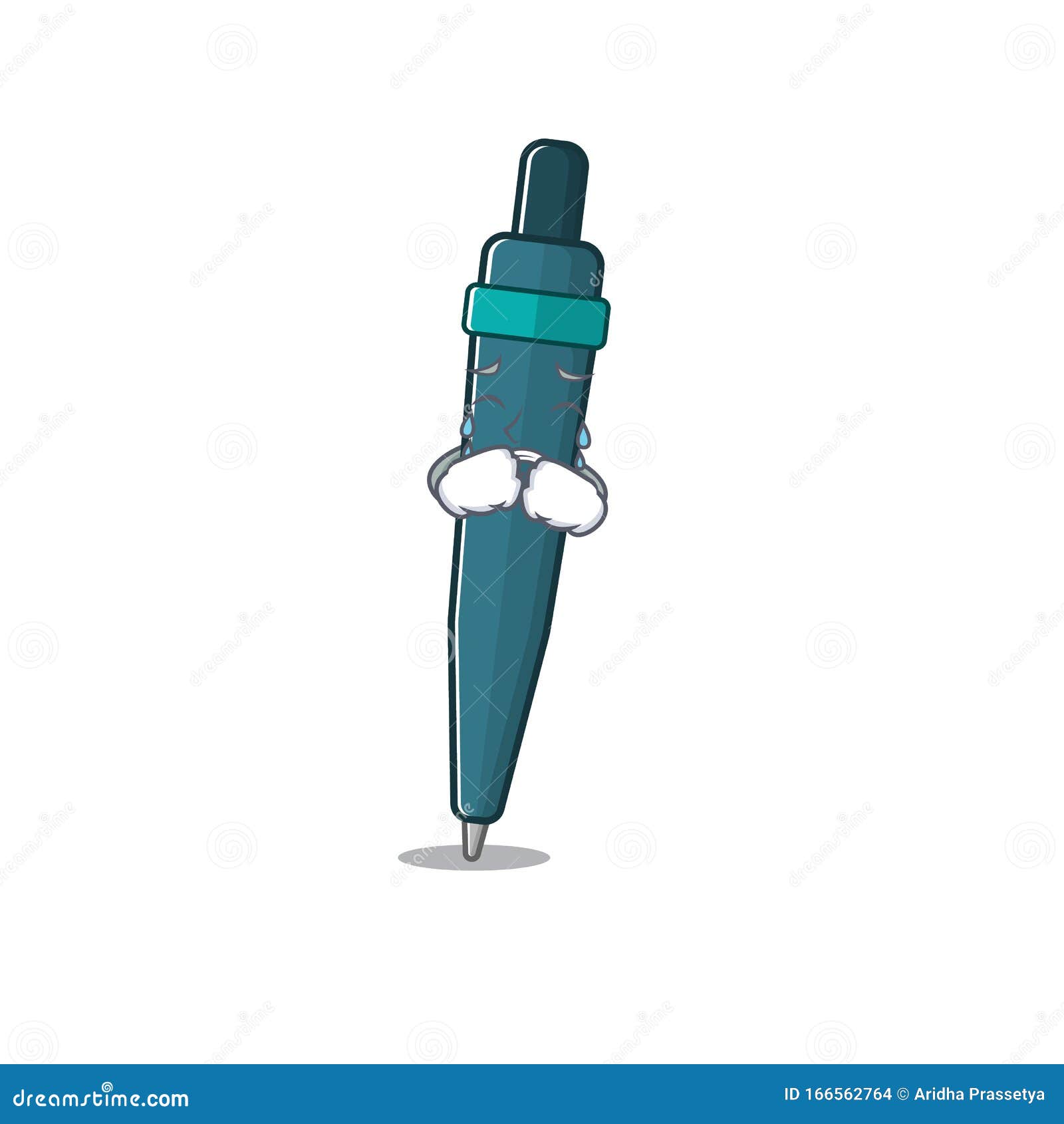 Sad Crying Fountain Pen Scroll Cartoon Character Design Stock Vector ...