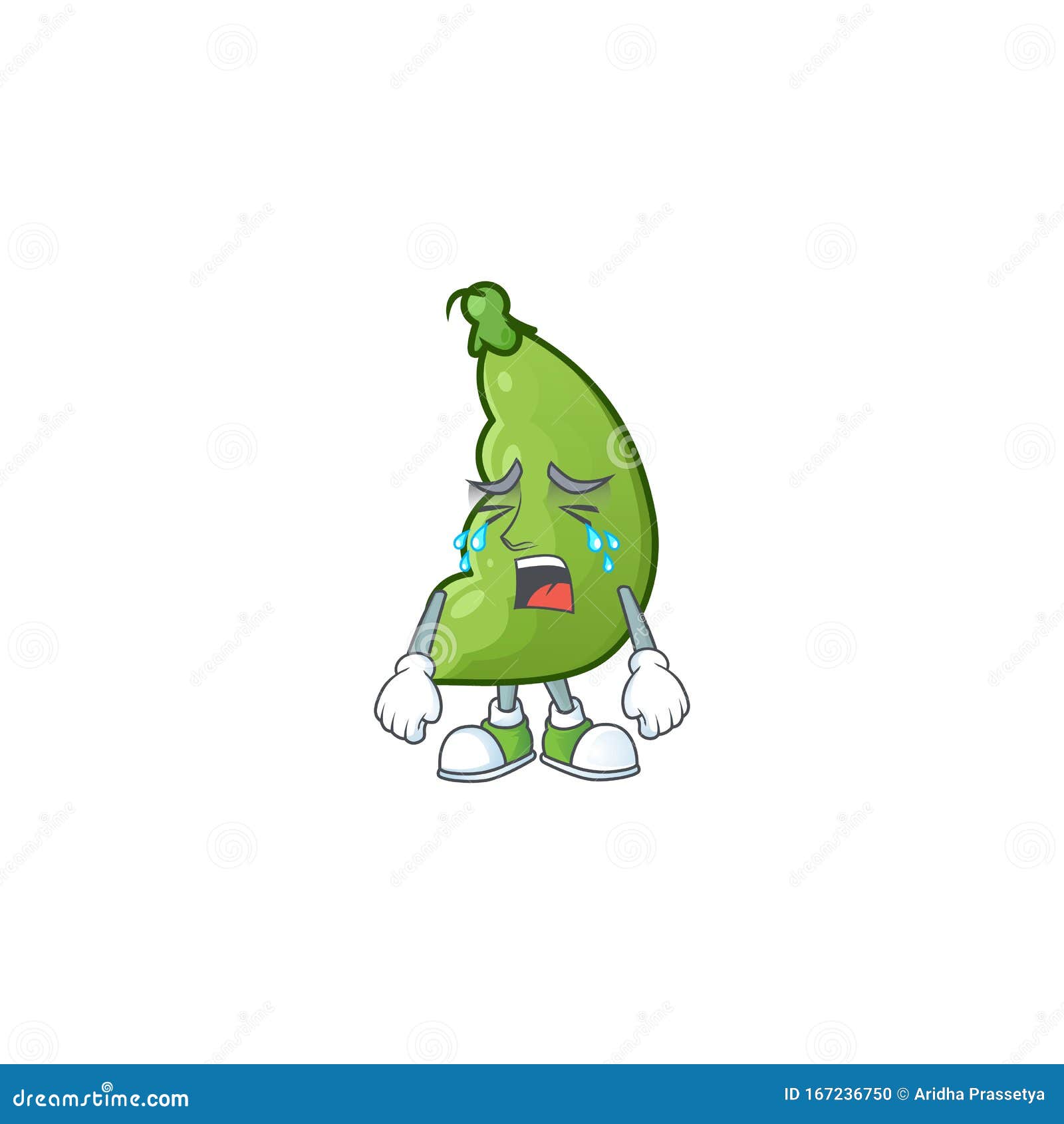 Sad Crying Gesture Broad Beans Cartoon Character Style Stock Vector ...