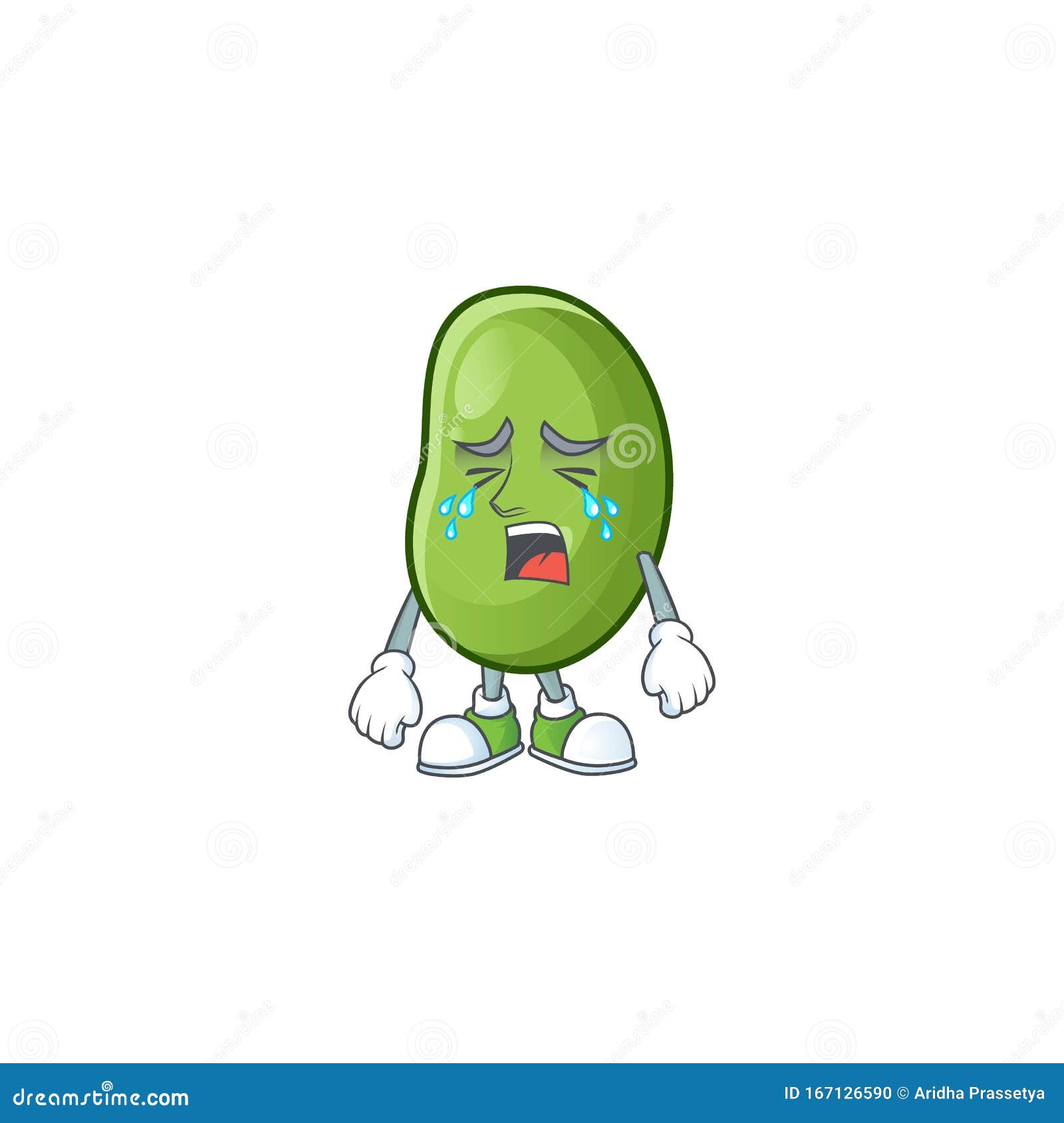 Sad Crying Gesture Green Beans Cartoon Character Style Stock Vector ...