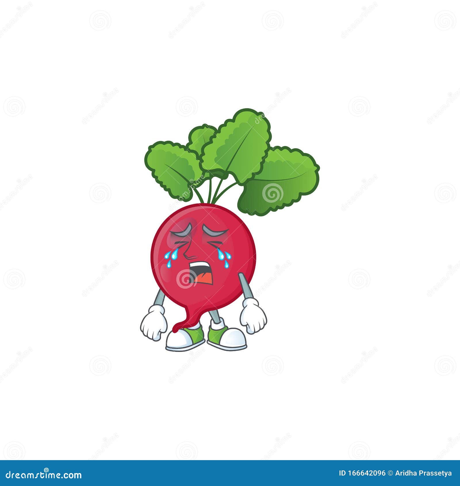 Sad Crying Gesture Red Radish Cartoon Character Style Stock Vector ...