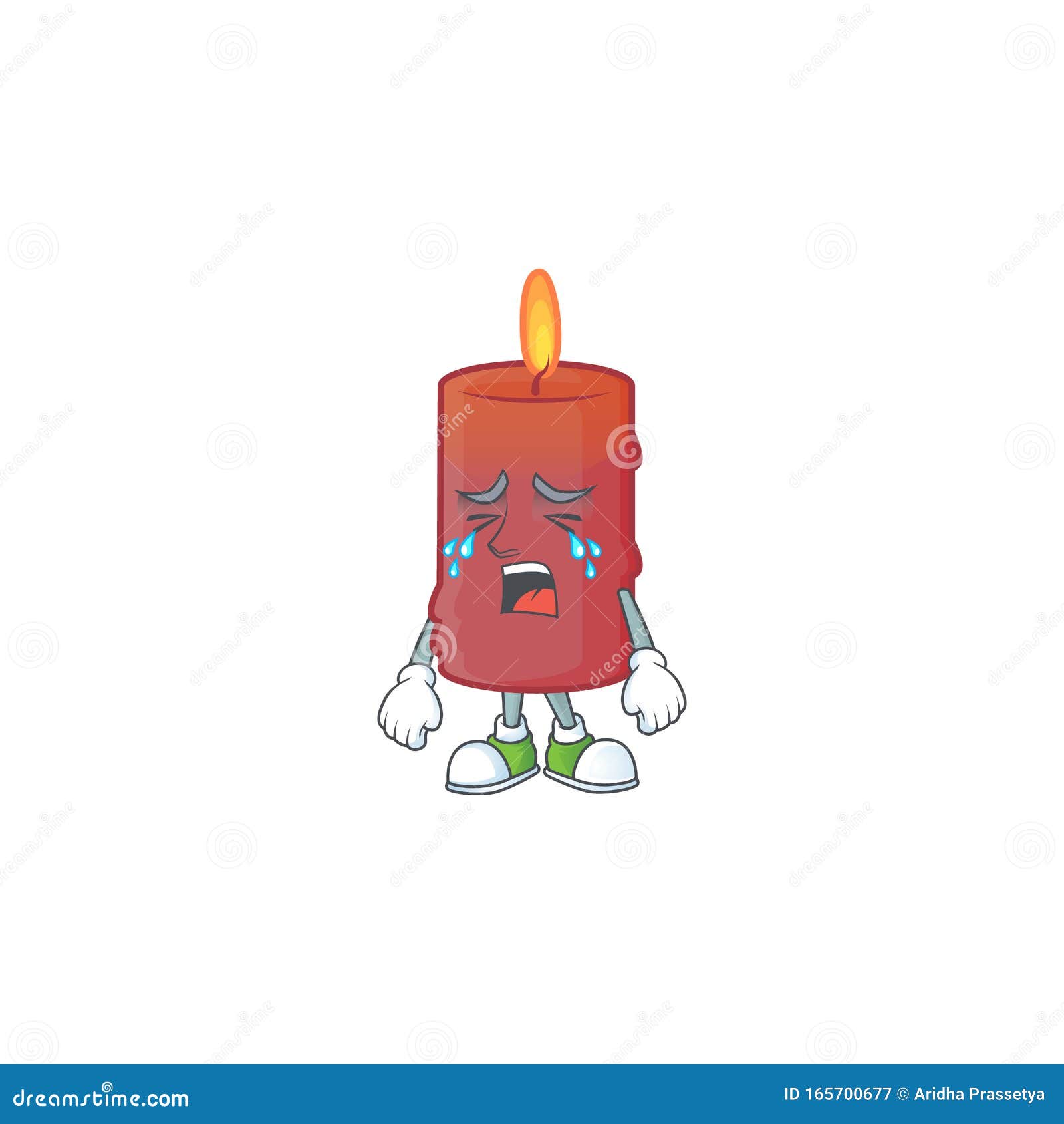 Sad Crying Red Candle Cartoon Character Design Style Stock Vector ...