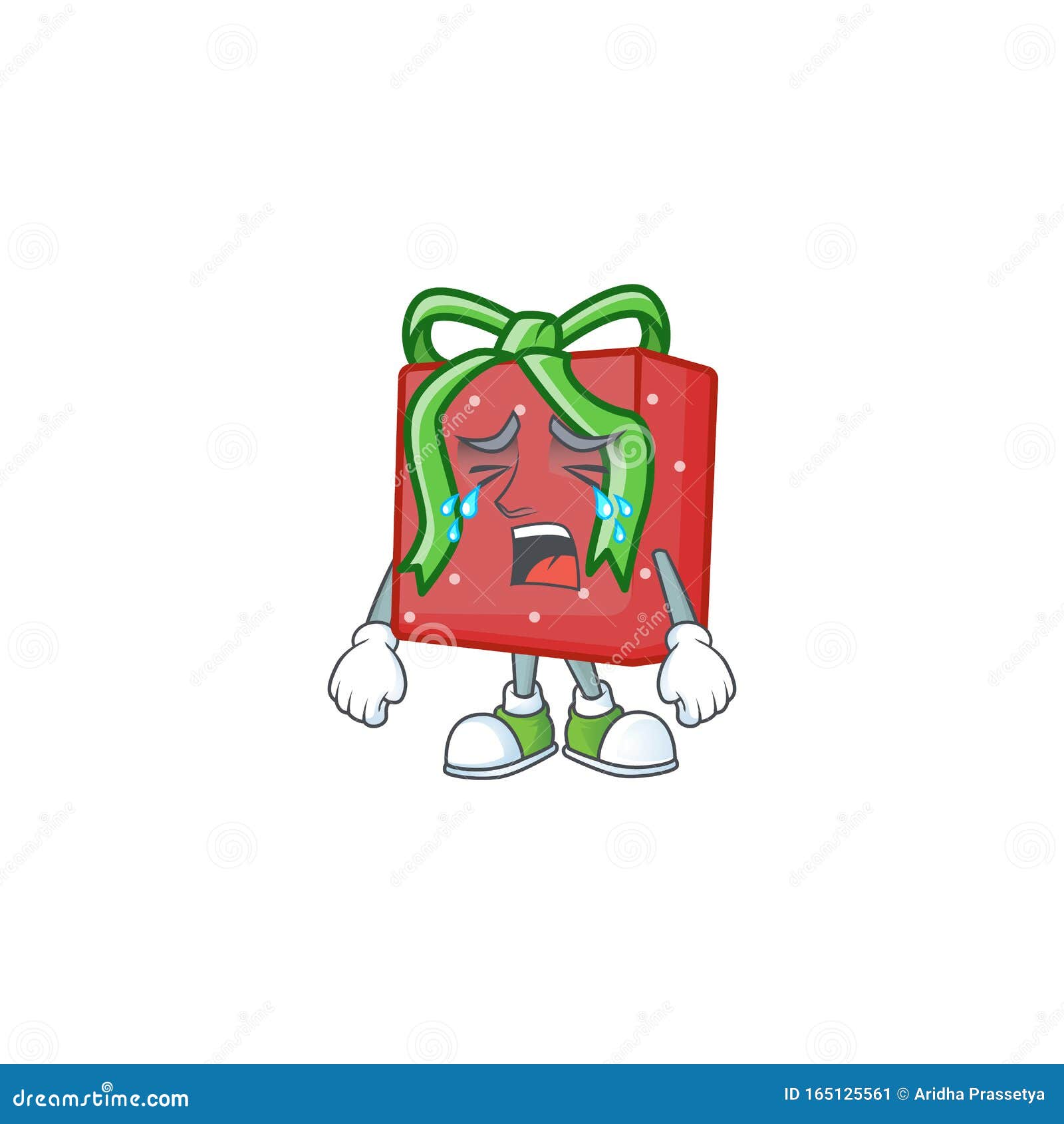 Sad Crying Red Gift Box Cartoon Character Design Style Stock Vector ...