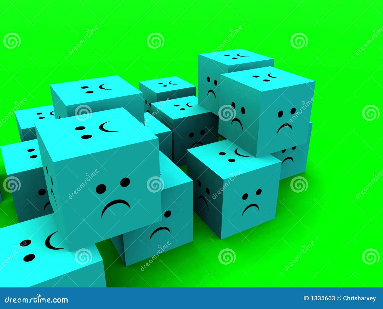 Sad Cubes 8 stock illustration. Illustration of identical - 1335663