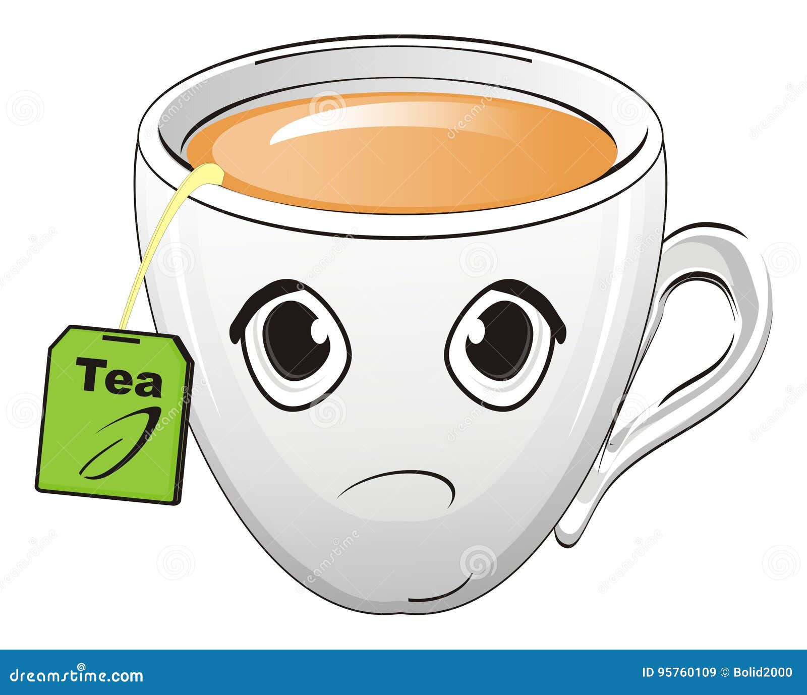 Sad cup of tea stock illustration. Illustration of dish - 95760109
