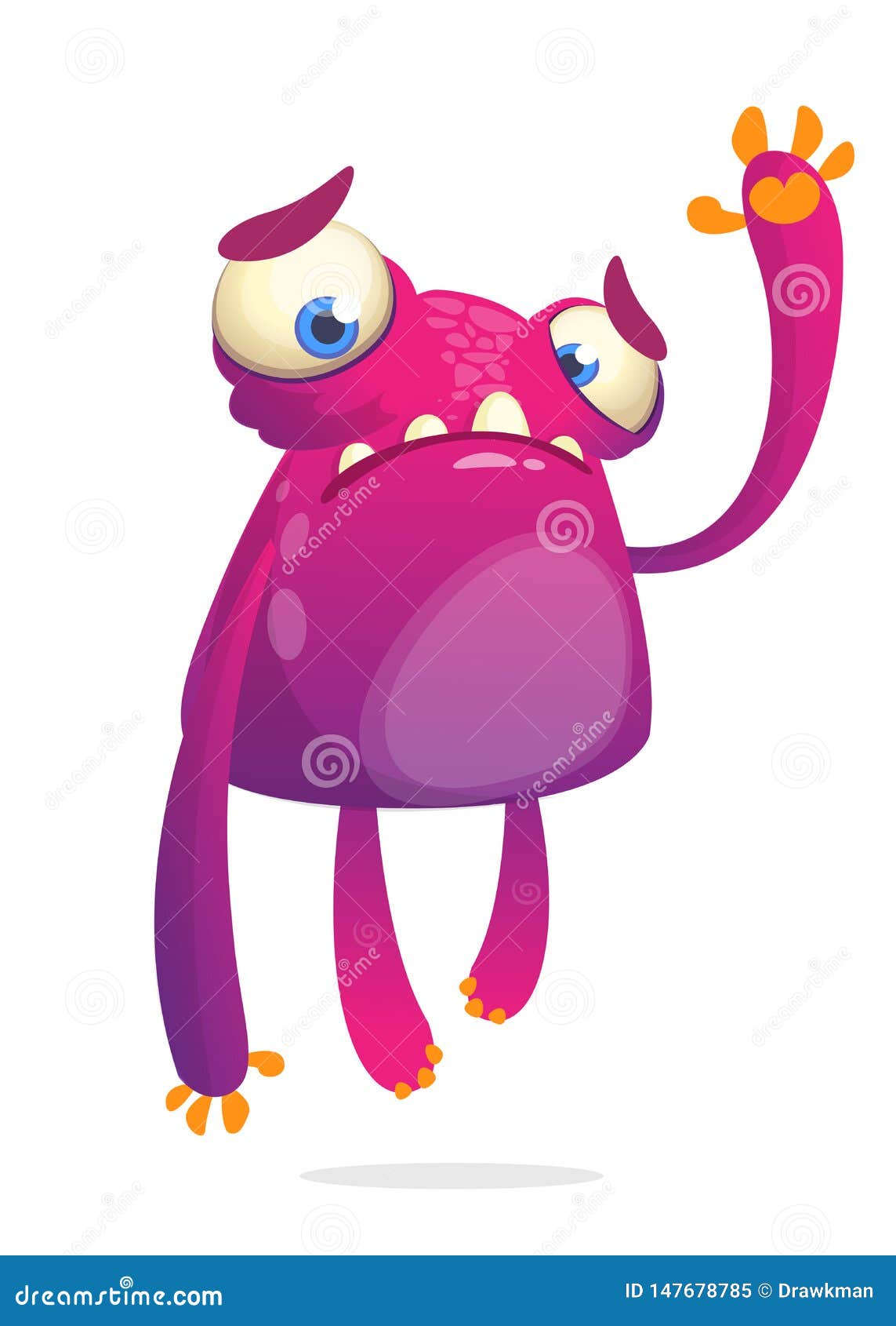 Sad and Cute Cartoon Sad Monster. Stock Vector - Illustration of mouth ...