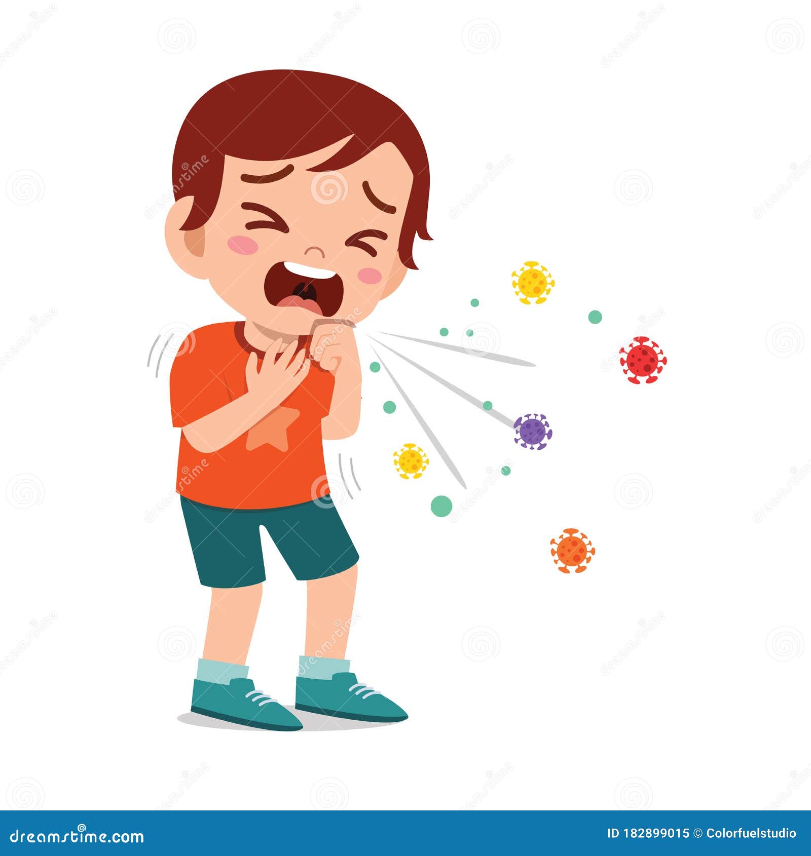 Sad Cute Little Kid Boy Sneeze because of Flu Stock Vector ...
