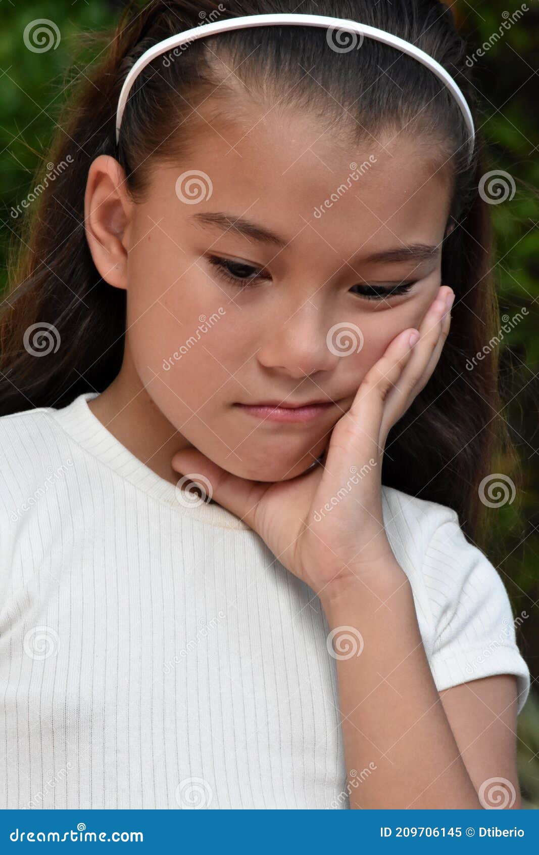 A Sad Cute Minority Female Closeup Stock Image - Image of solemn ...