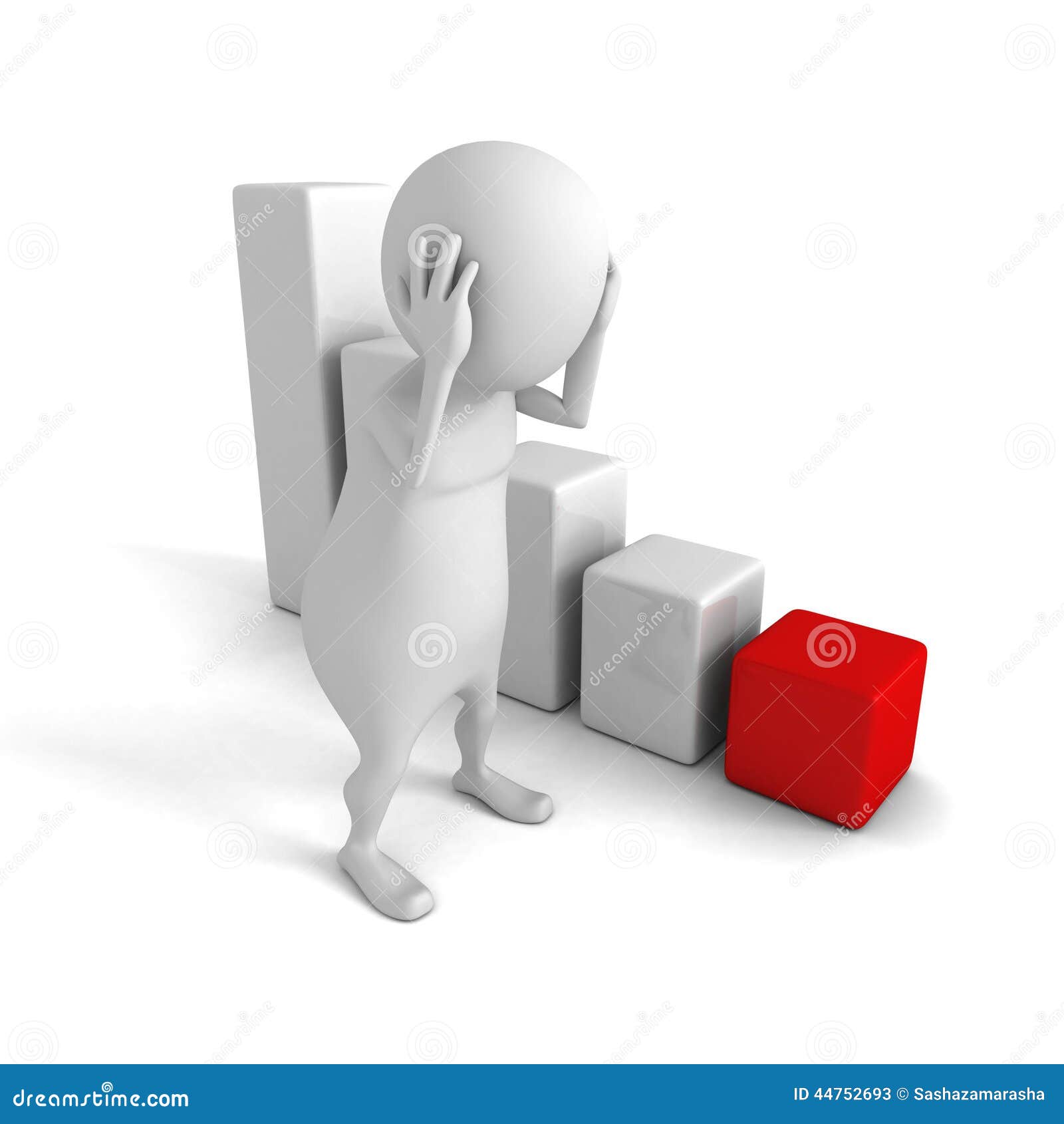 Sad 3d Man With Crisis Bar Chart Graph. Business Risk Stock ...
