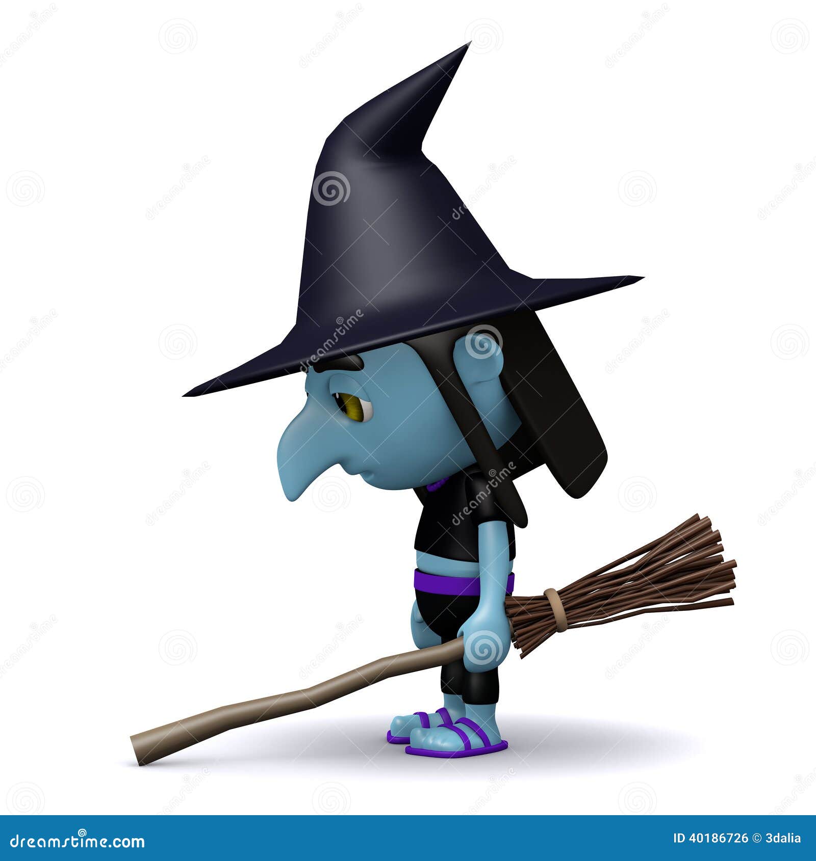 Sad 3d Witch stock illustration. Illustration of broomstick - 40186726