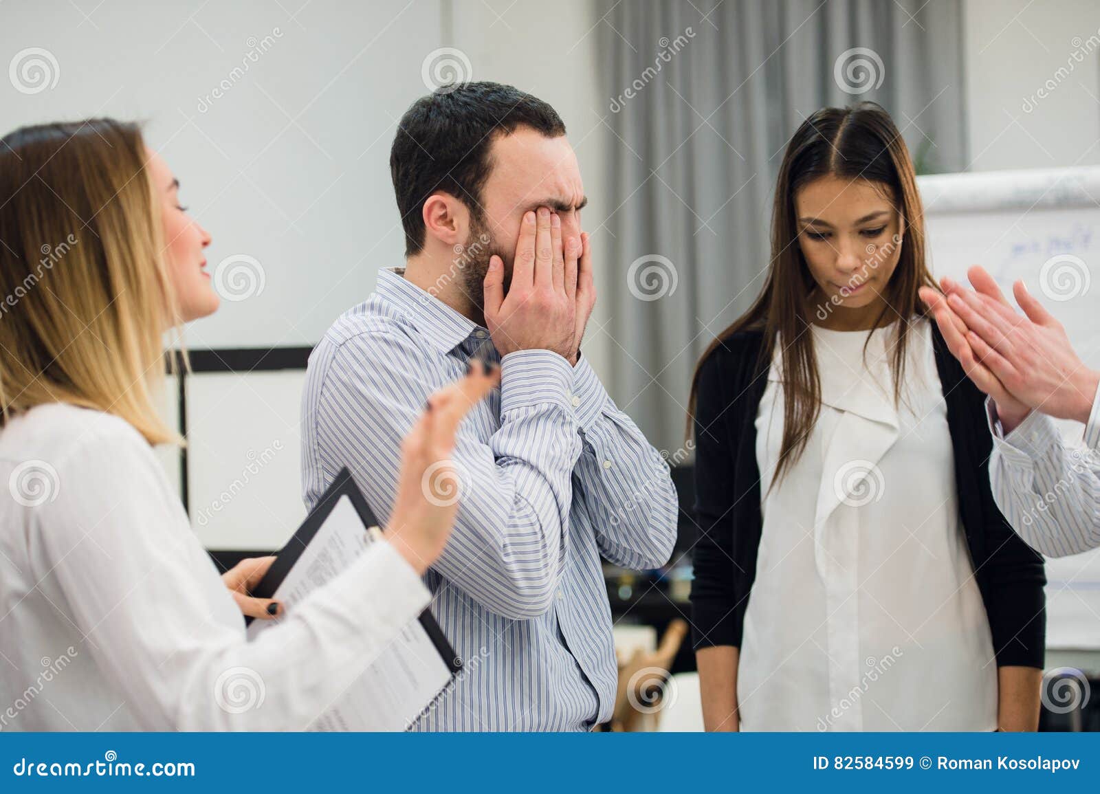 Sad and Depressed Business Man during Meeting Stock Image - Image of ...