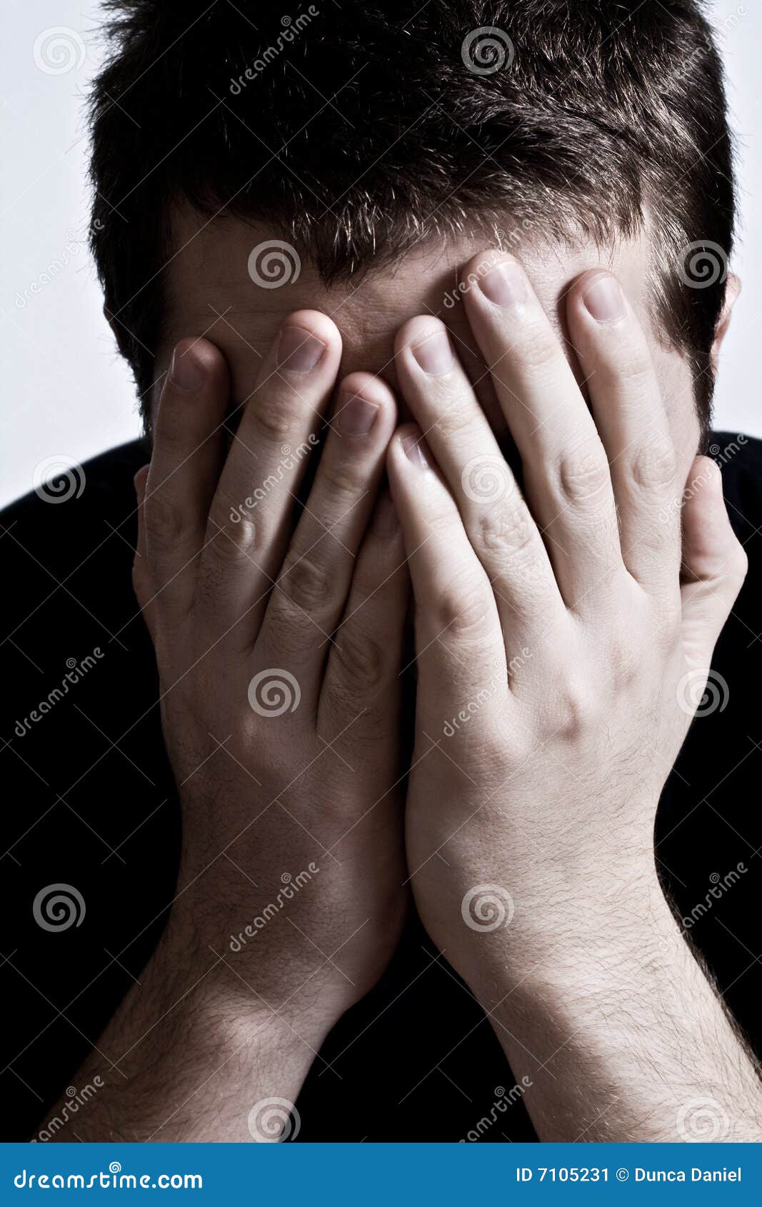 Sad Depressed Man with Hands Over Face Stock Image - Image of confused ...