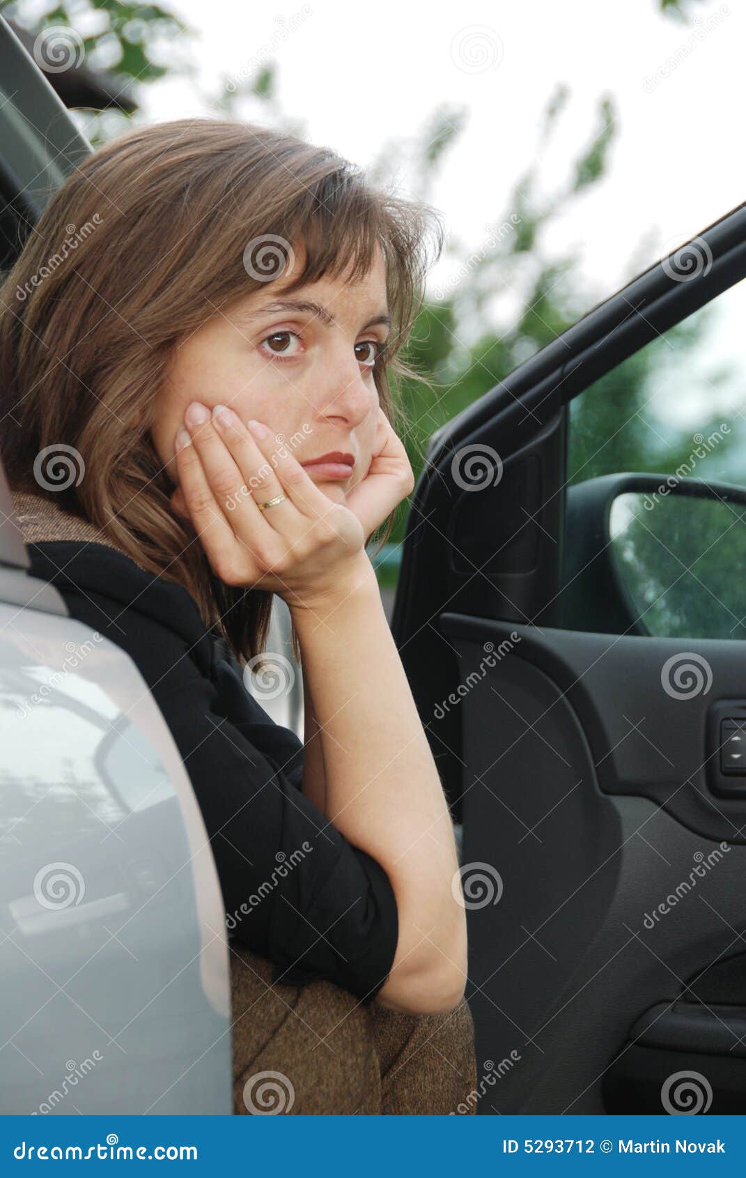 Sad and Depressed Woman in Car Stock Photo - Image of open, spoiled ...