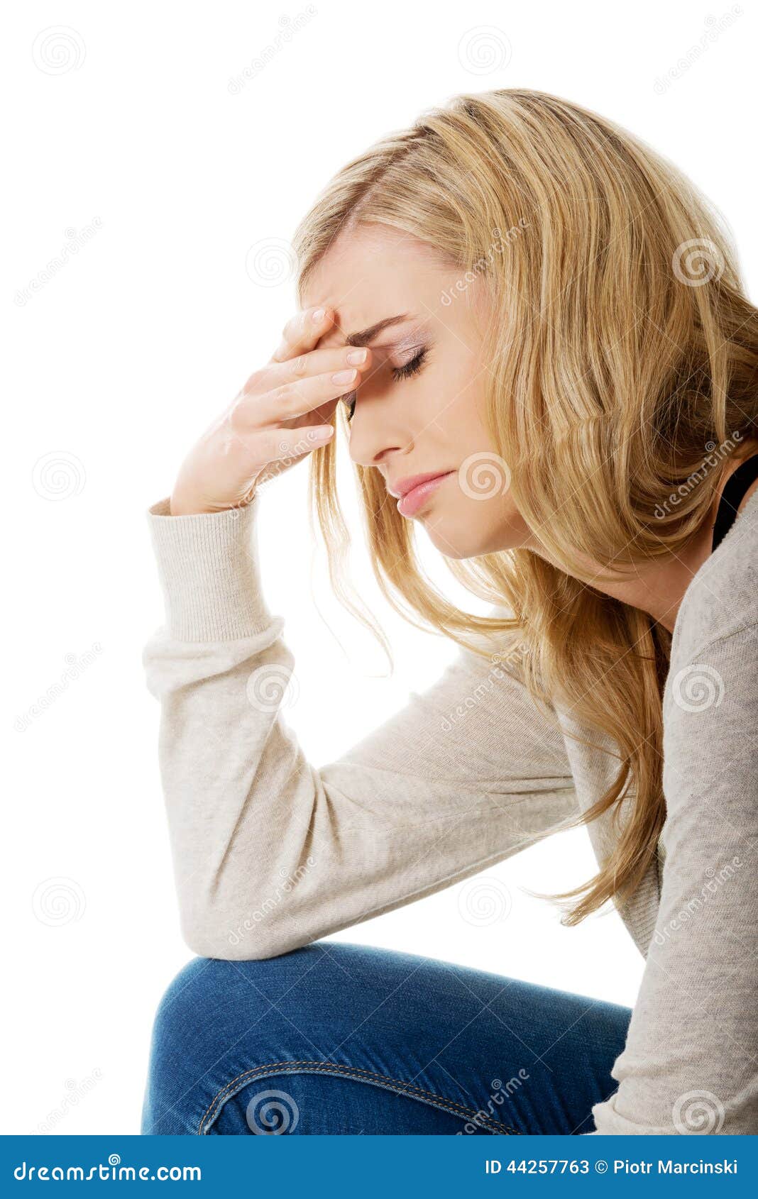 Sad and depressed woman. stock image. Image of beauty - 44257763