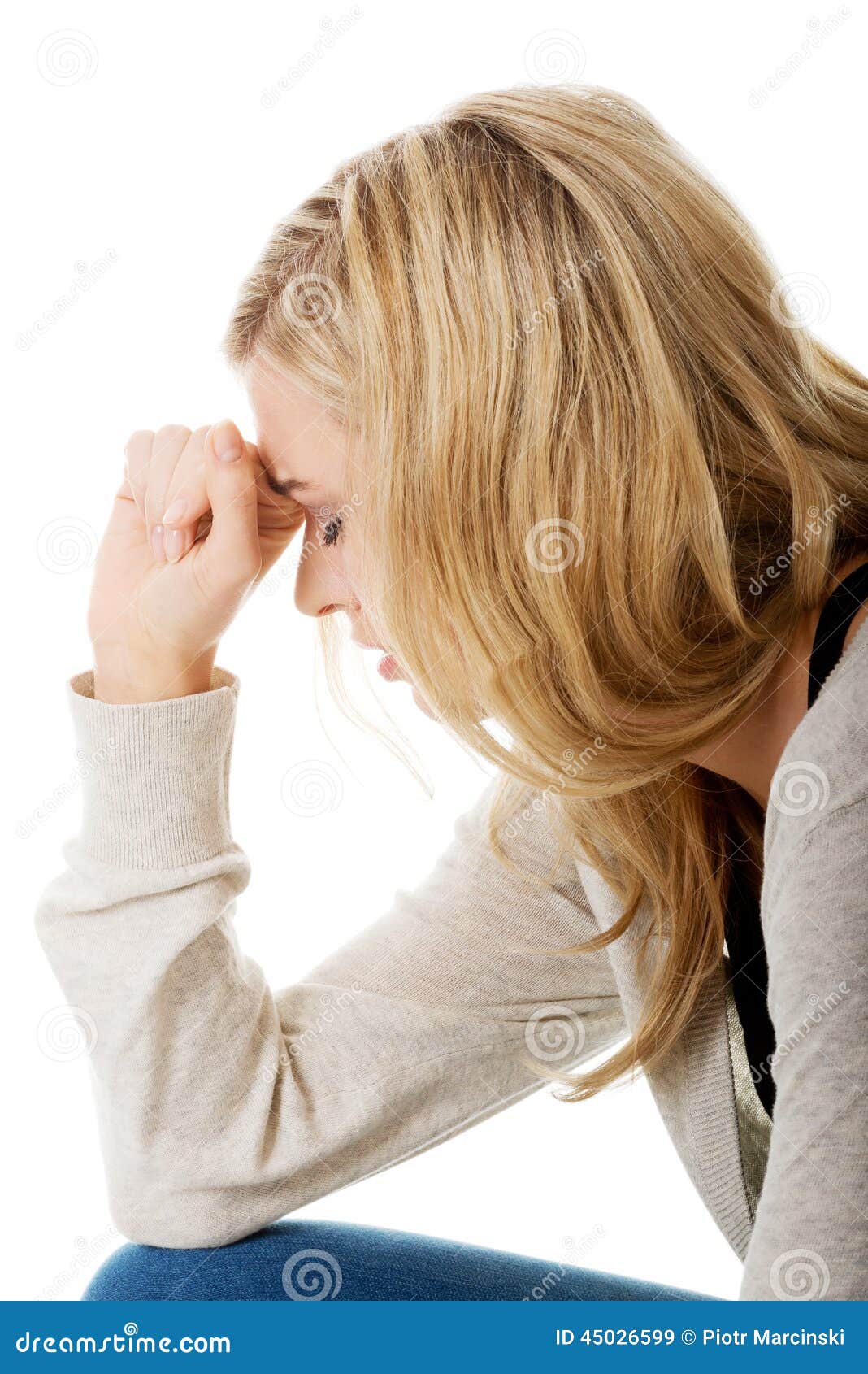 Sad and depressed woman. stock image. Image of emotion - 45026599