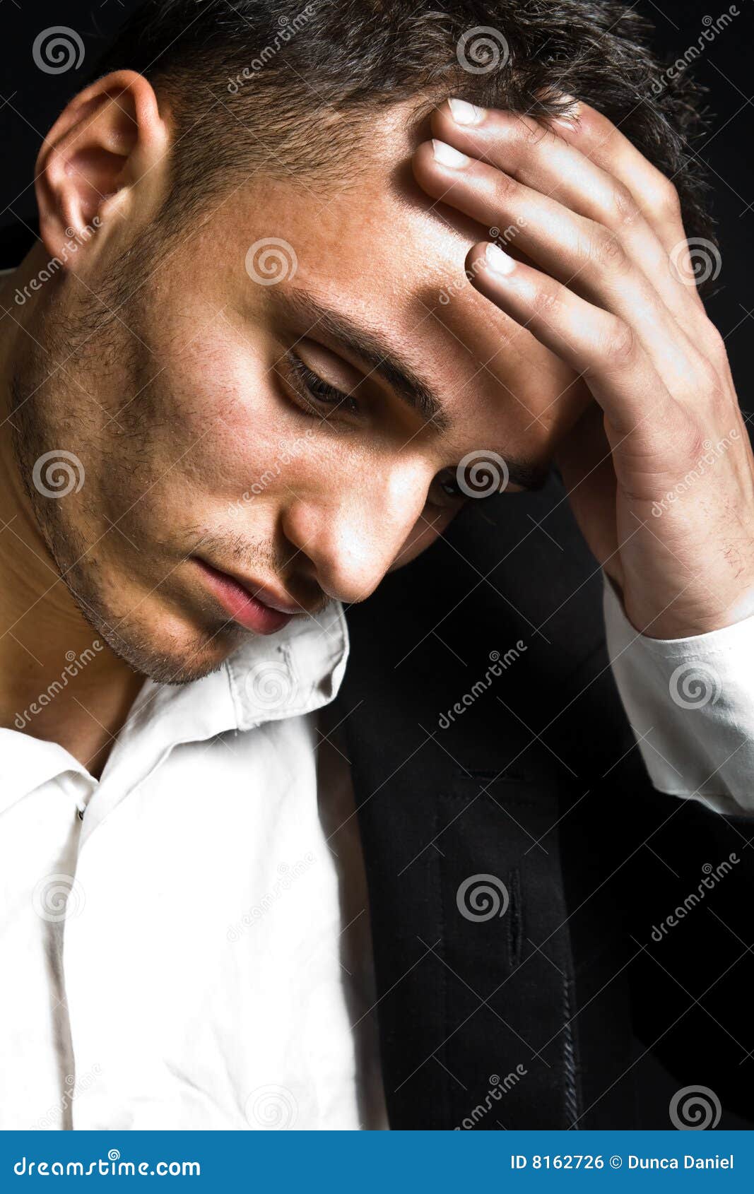 Sad depressed young man stock photo. Image of hand, exhausted - 8162726