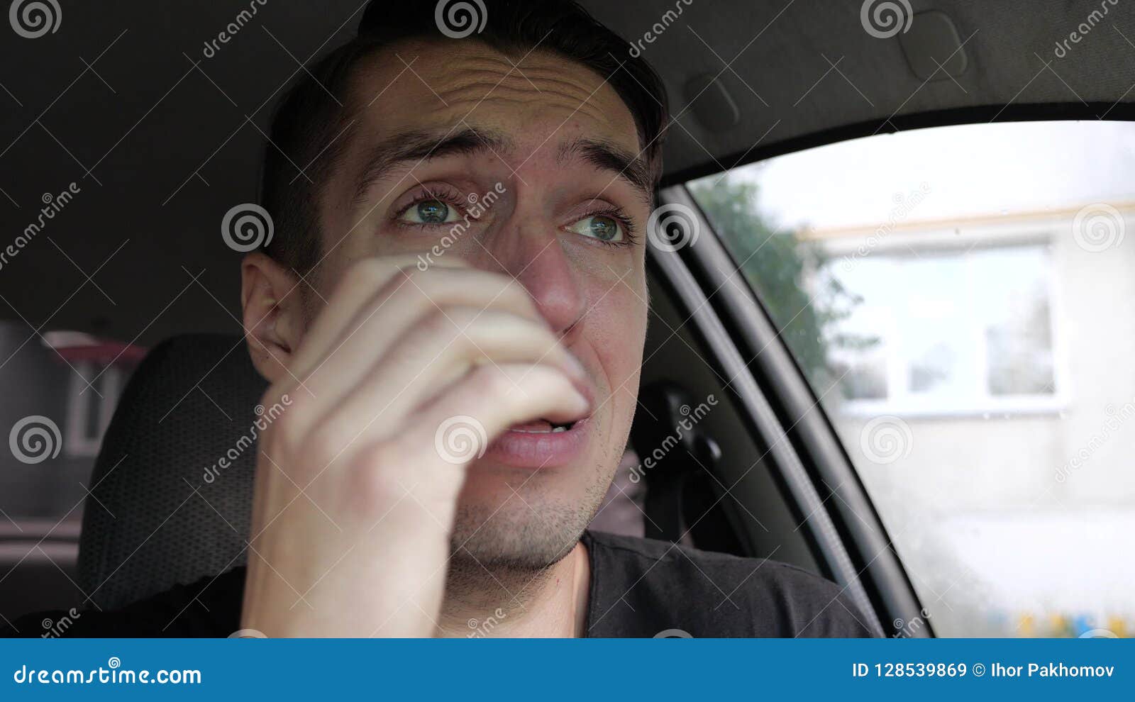 Sad Desperate Man Crying in the Car Stock Video - Video of person ...