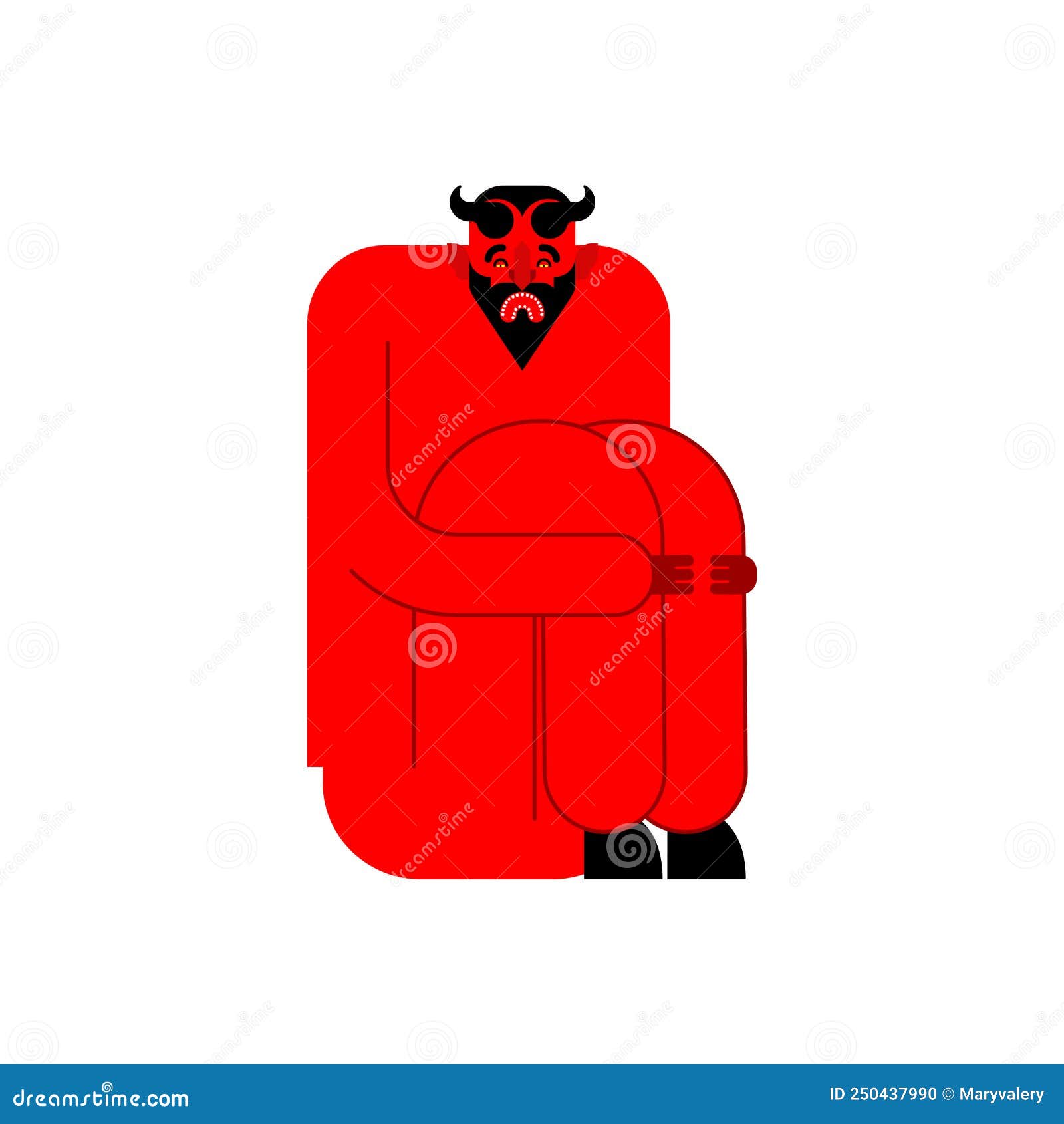 Sad Devil. Melancholy Satan Hugging His Knees Stock Vector ...