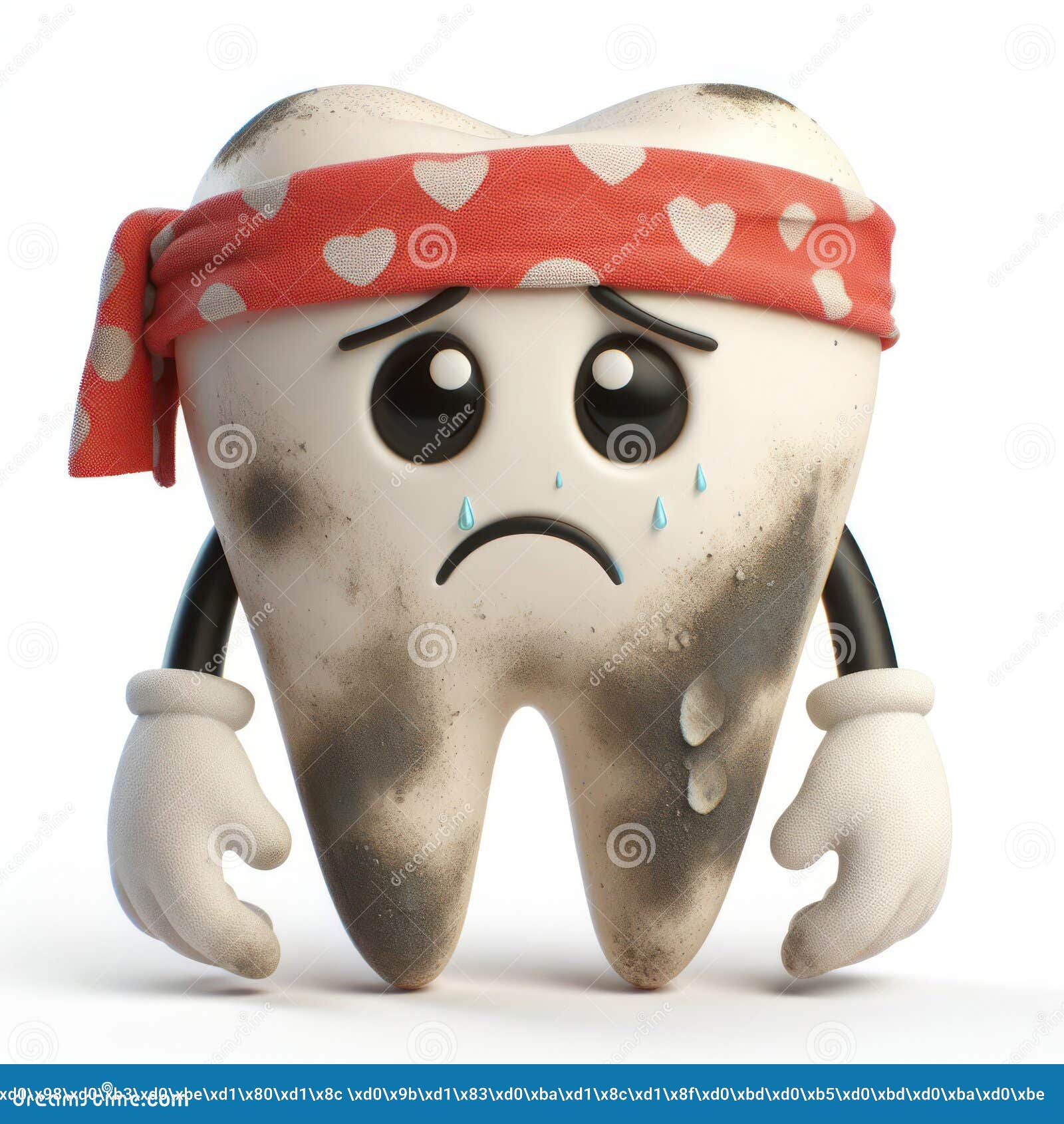 Sad Dirty 3d Tooth Character Isolated on Solid White Background. Ai ...