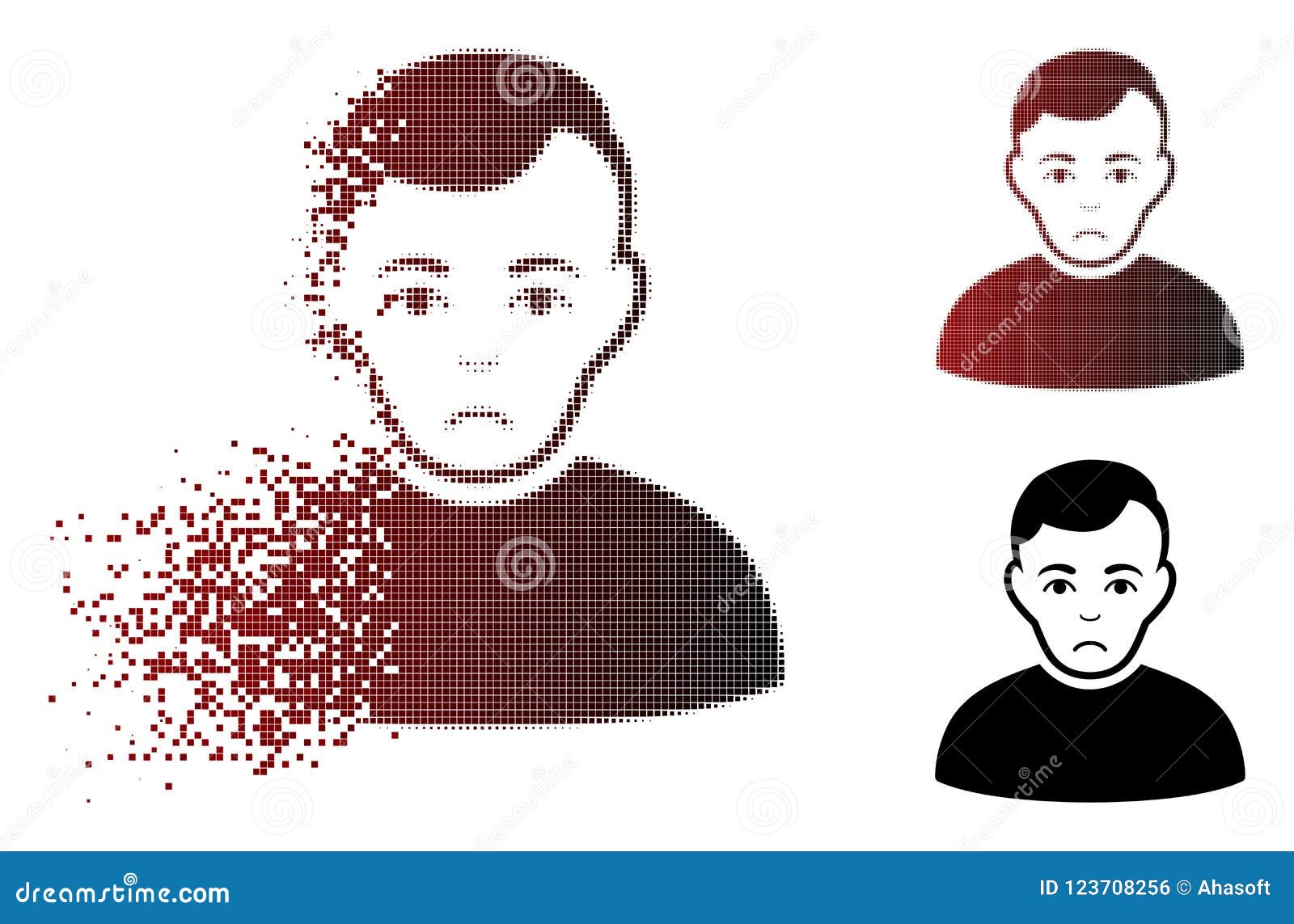 Sad Dispersed Pixelated Halftone User Icon Stock Vector - Illustration ...
