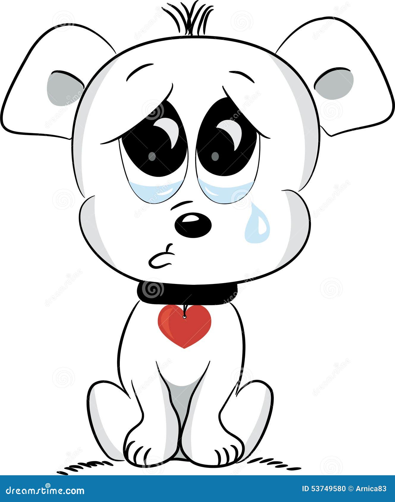 Sad Dog. Vector Illustration. Stock Vector - Illustration of heart ...