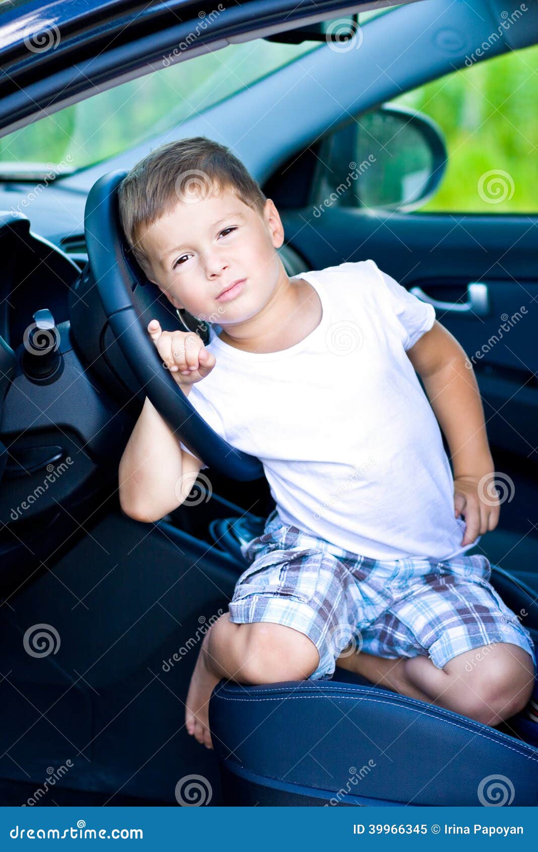 Sad driver in car stock image. Image of baby, blue, trust - 39966345