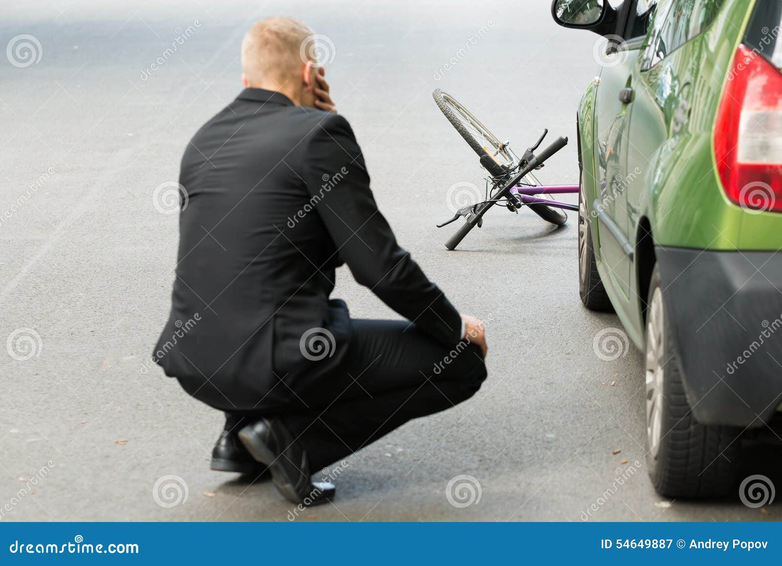 Sad Driver after Collision with Bicycle Stock Image - Image of careless ...
